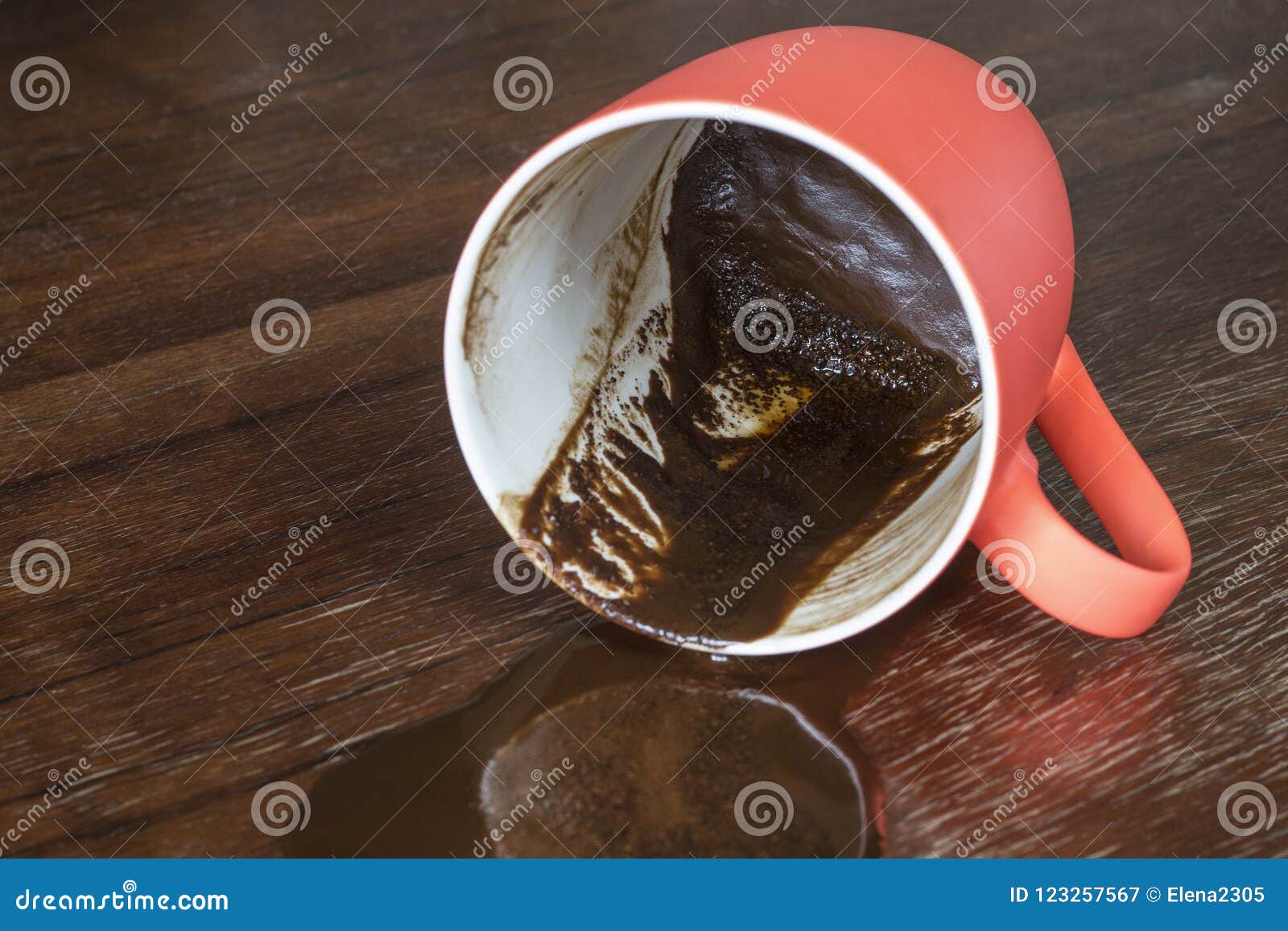 Spilled Coffee from a Red Cup Stock Image - Image of reflection ...
