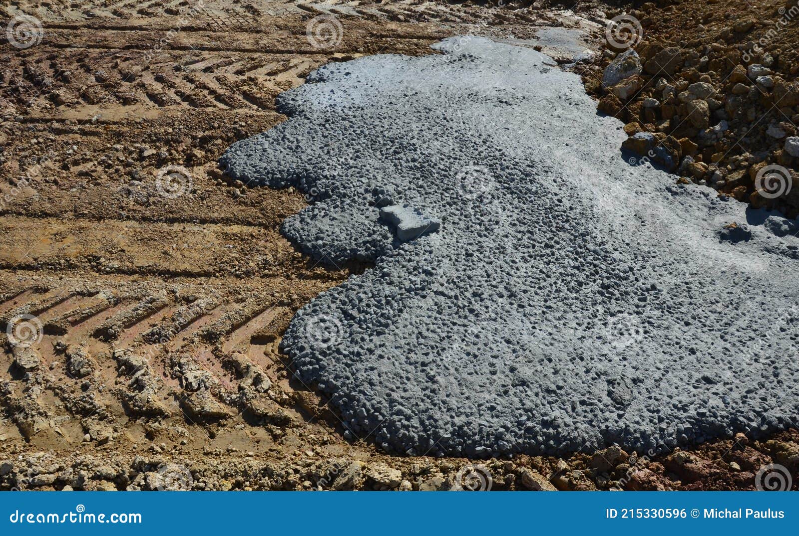 Spilled Concrete on the Construction Site Solidified and Lock Paving ...