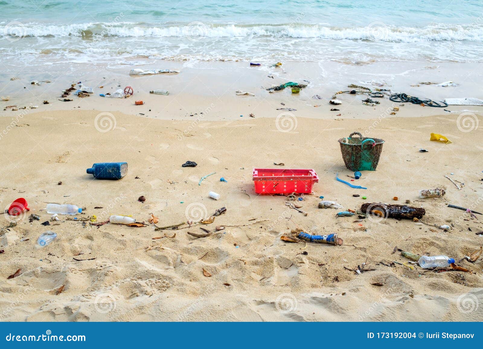 Spilled Garbage on the Beach Stock Photo - Image of ecological, danger ...