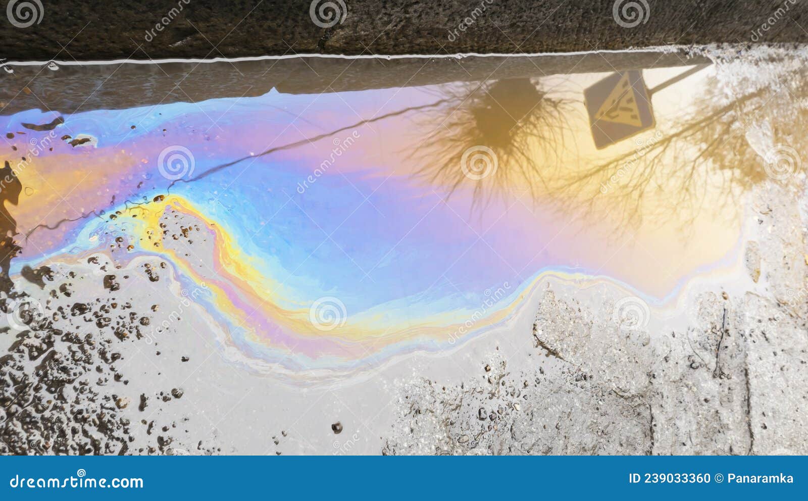 Spilled Gasoline on the Street Stock Photo - Image of gasoline ...