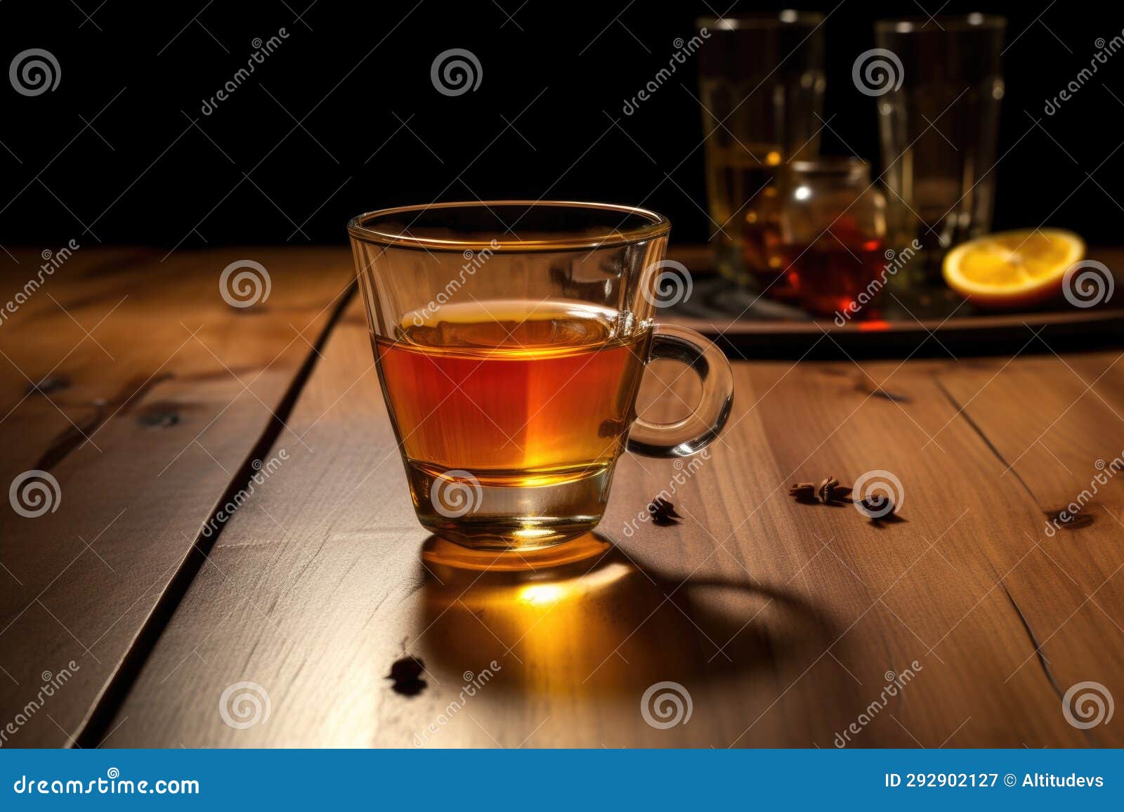 Spilled Hot Toddy on a Table with Glass Lying Sideways Stock Image ...