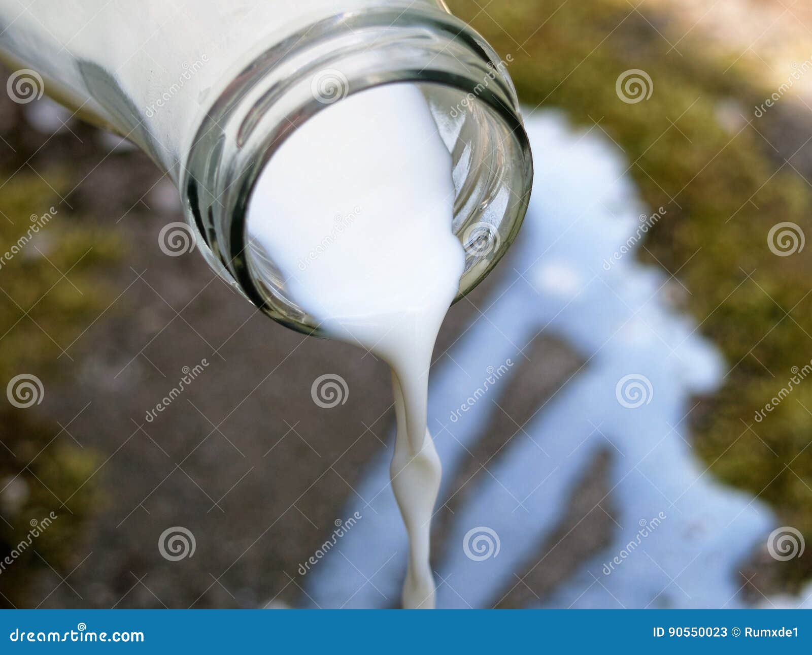 Spilled Milk. Overturned Glass With Milk On Blue Background. Dairy ...