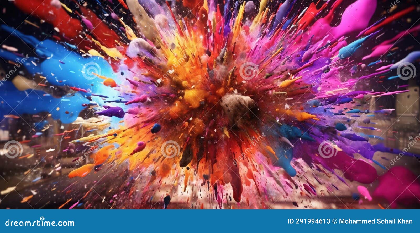 Spilled and Mixed Paint Explode RGB Colors on Abstract Painting ...