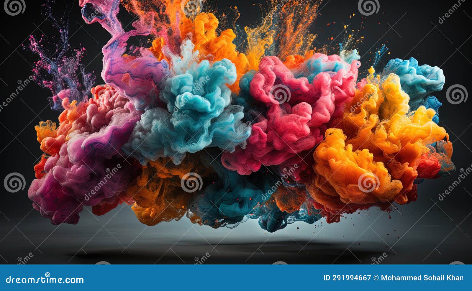 Spilled and Mixed Paint Explode RGB Colors on Abstract Painting ...