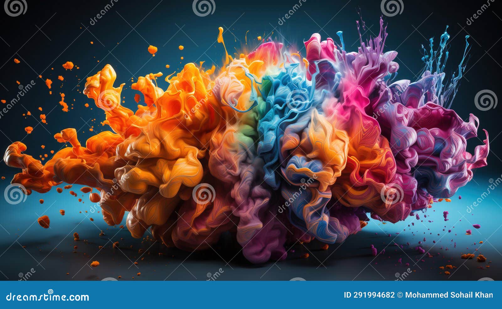 Spilled and Mixed Paint Explode RGB Colors on Abstract Painting ...