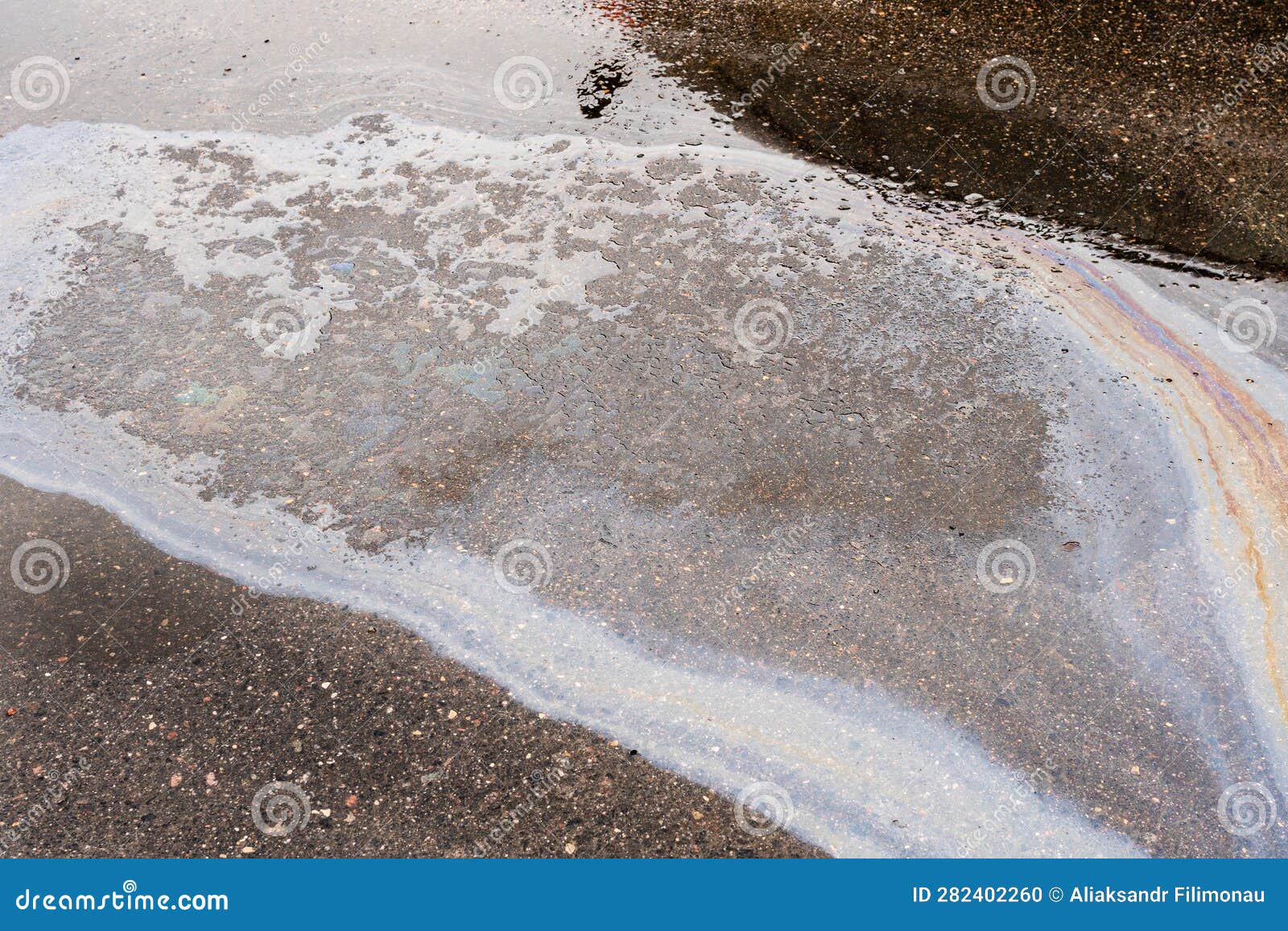 Spilled Oil on the Asphalt Road Background Stock Photo - Image of leak ...