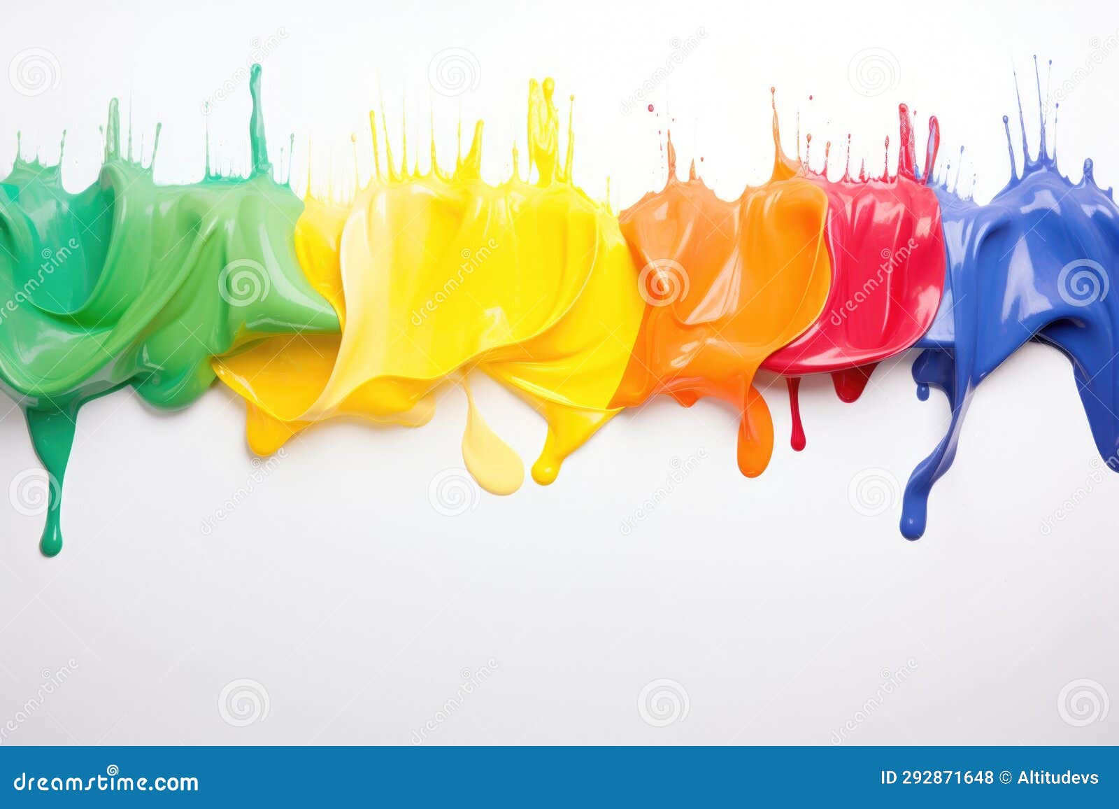 Spilled Paint on a White Canvas Forming Color Gradients Stock Photo ...