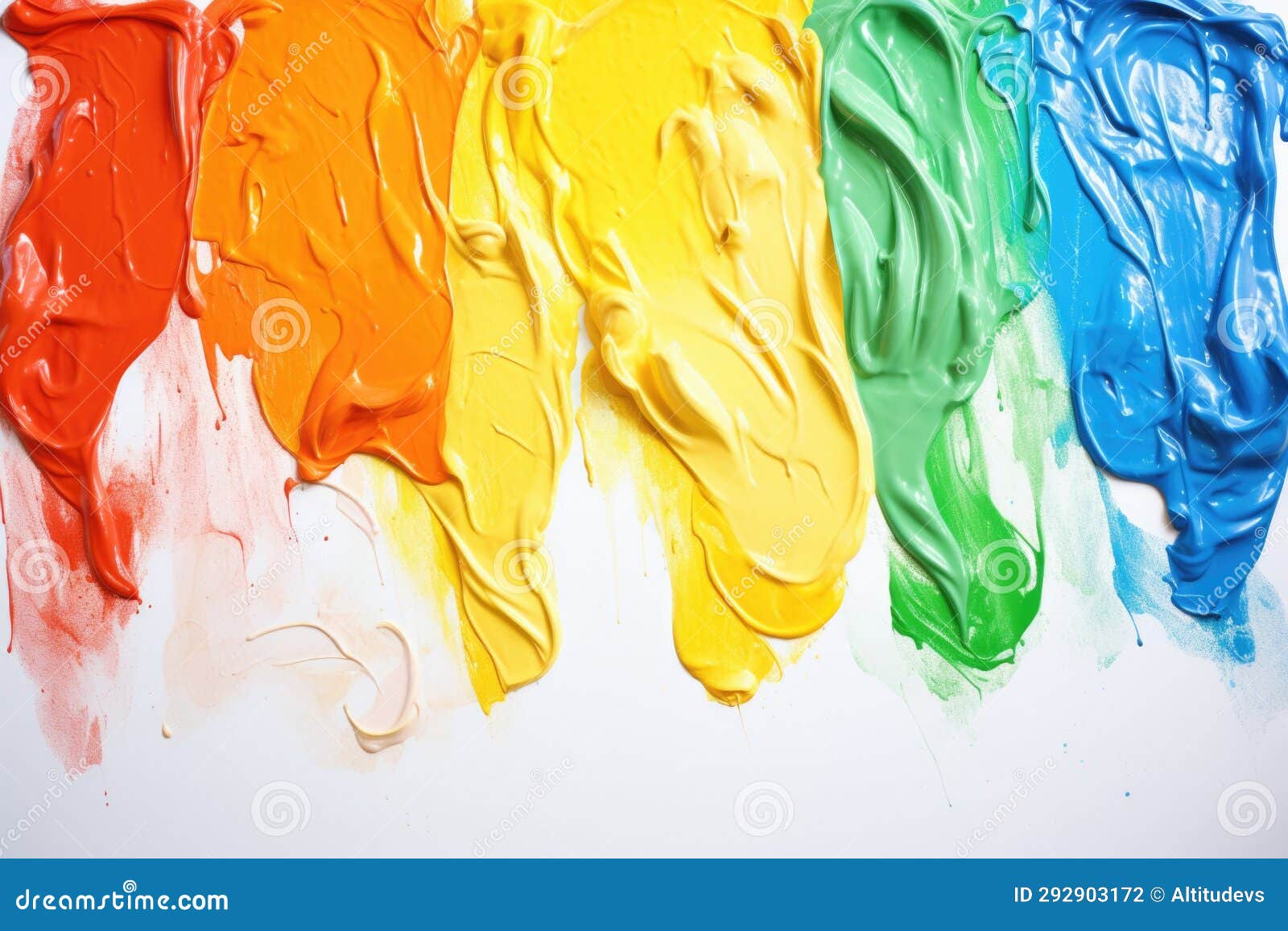 Spilled Paint on a White Canvas Forming Color Gradients Stock Photo ...