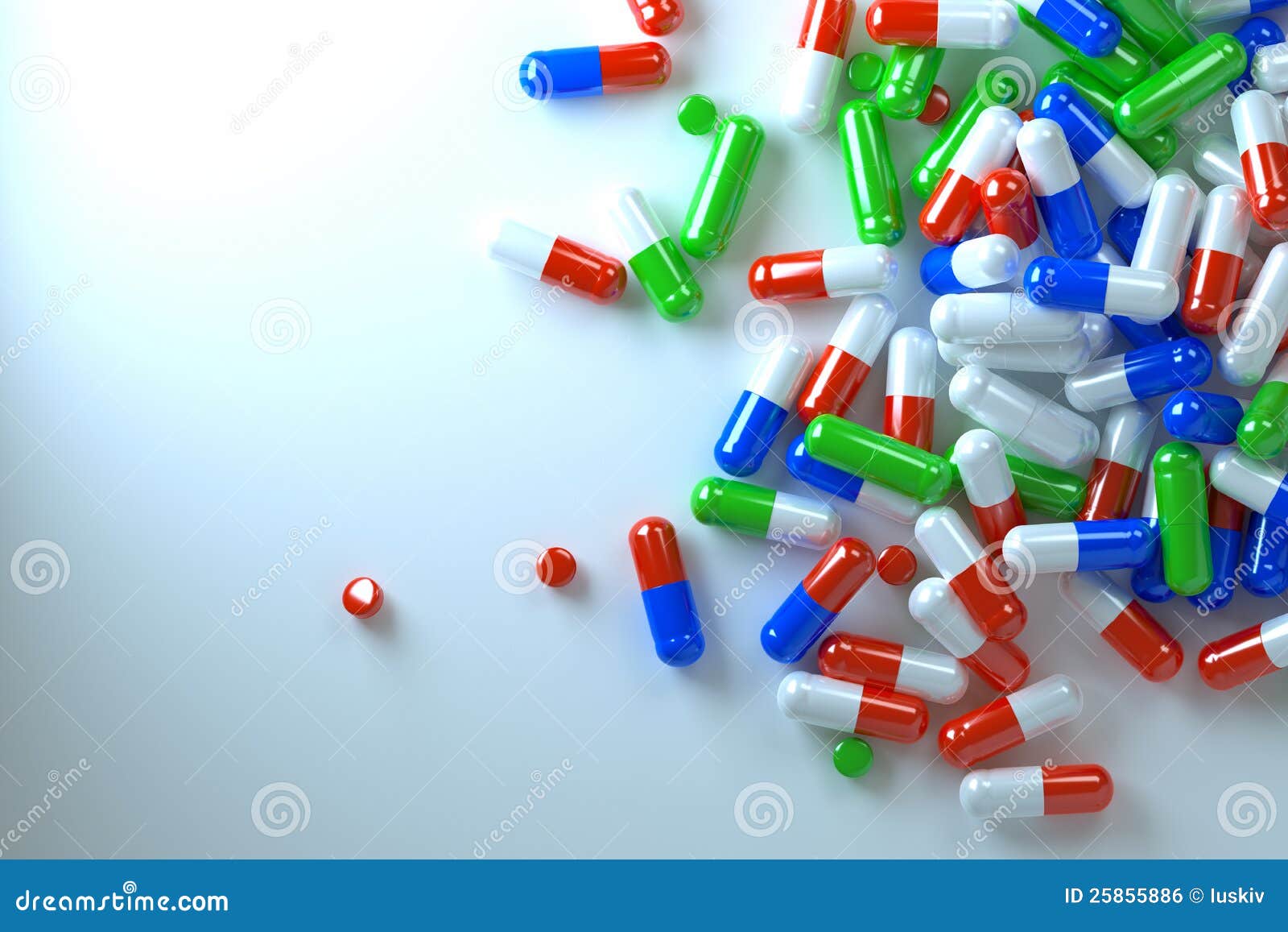 Spilled pills, a top view stock illustration. Illustration of ...