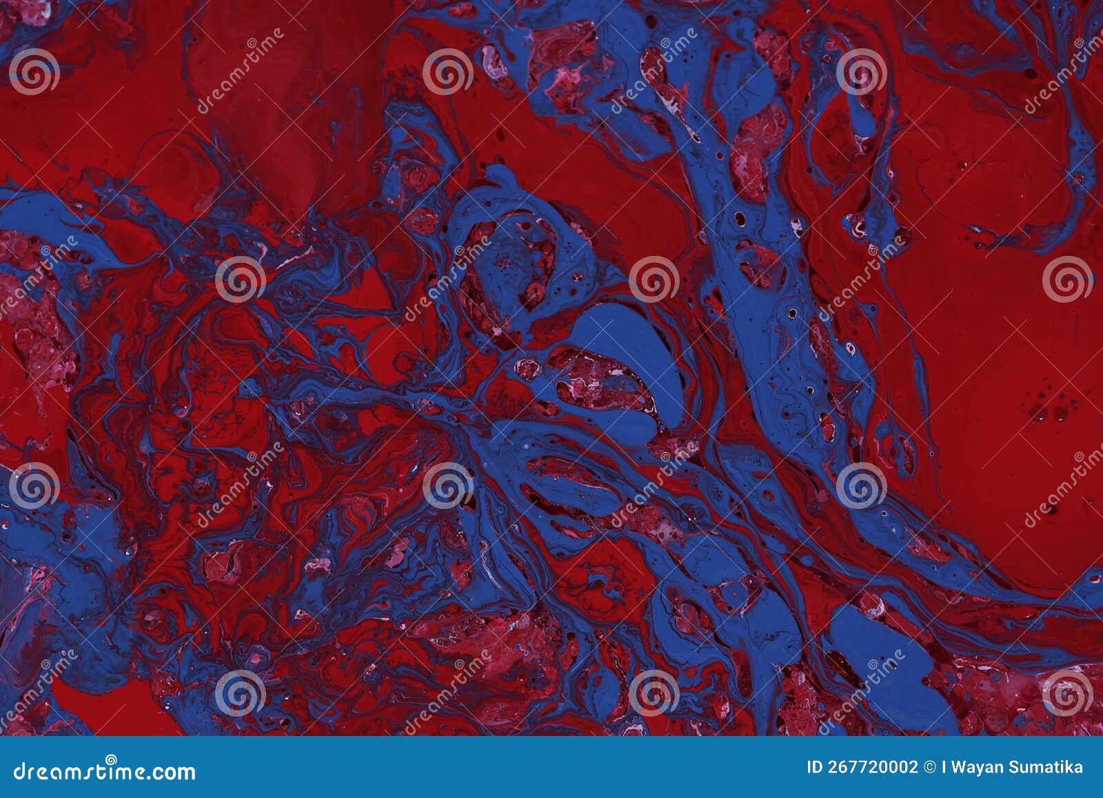Spilled Red, Blue and White Paint on the Thinner Solution. Stock Photo ...