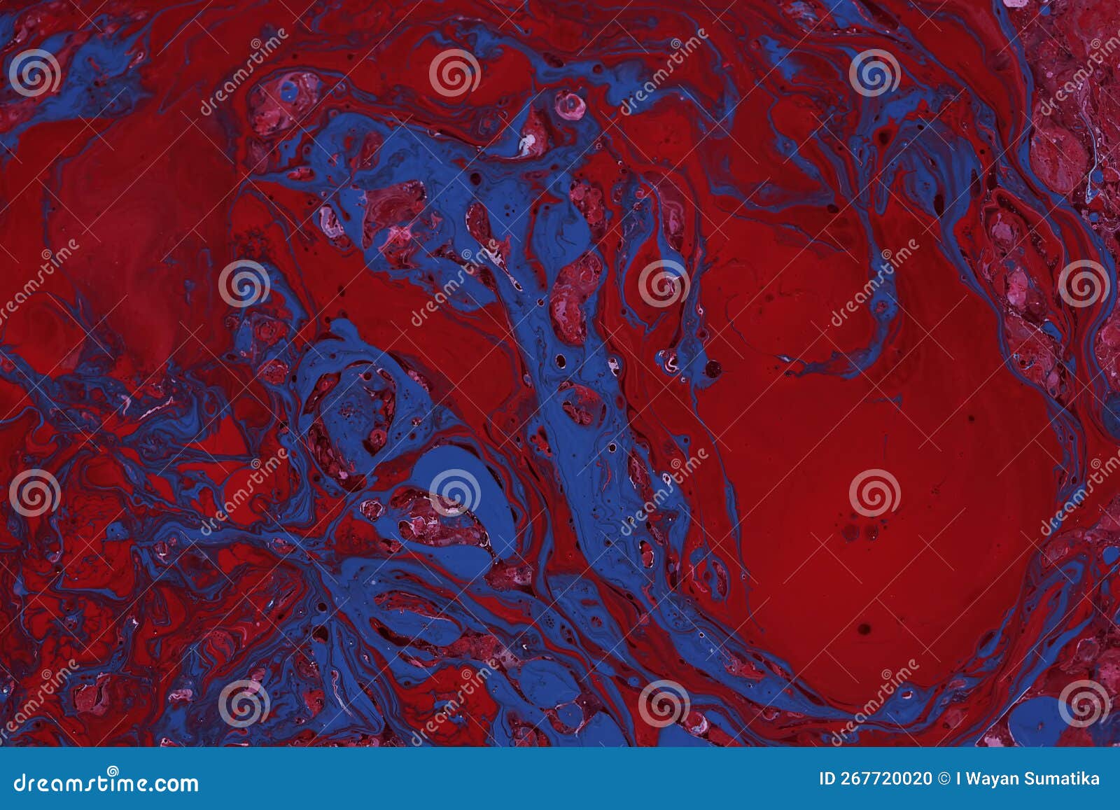 Spilled Red, Blue and White Paint on the Thinner Solution. Stock Photo ...