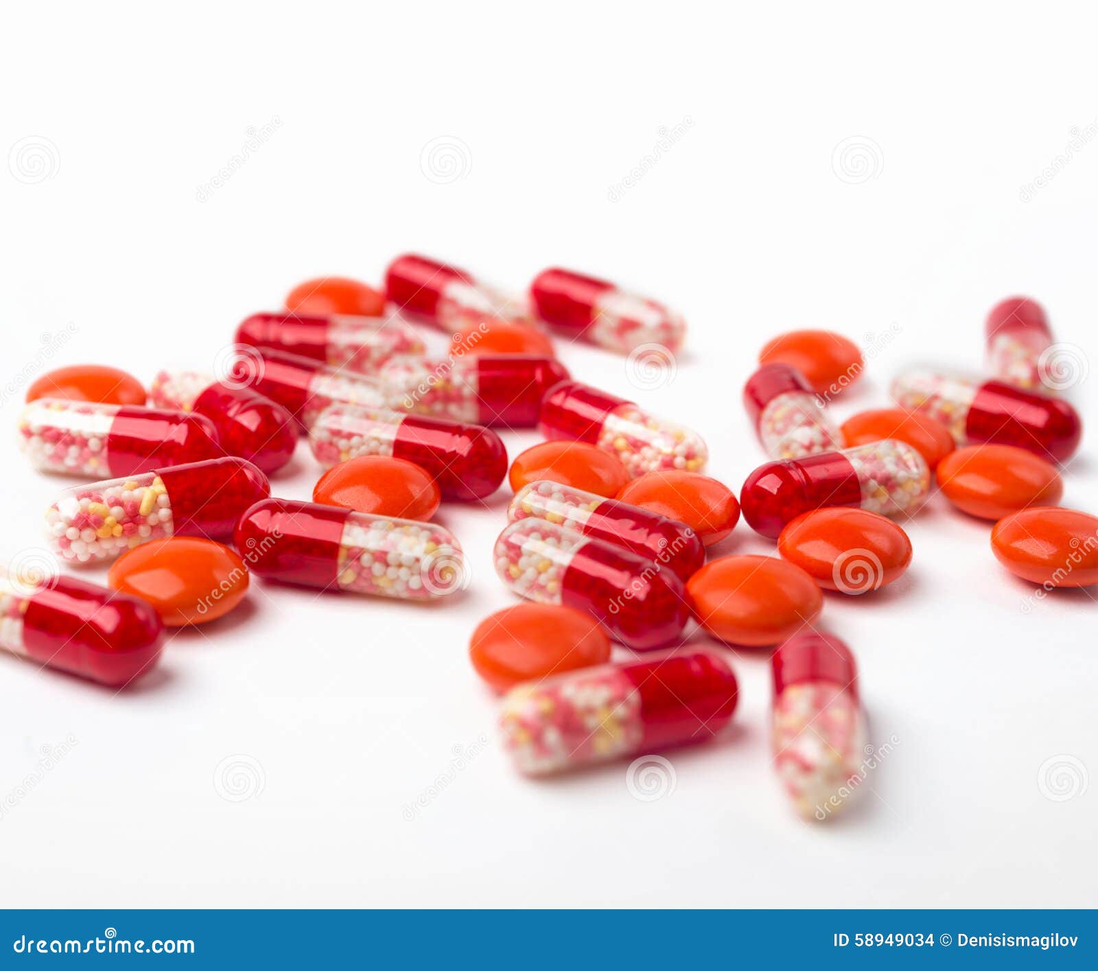 Spilled Red Medicine Capsules, Pills. Stock Photo - Image of healthcare ...