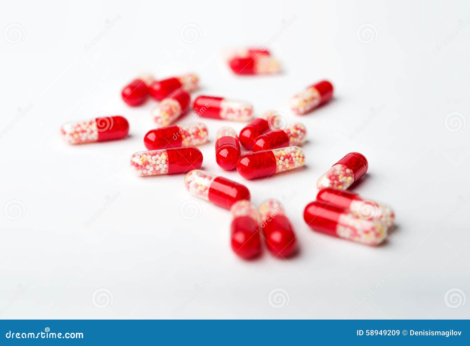 Spilled Red Medicine Capsules Stock Image - Image of dosage, health ...