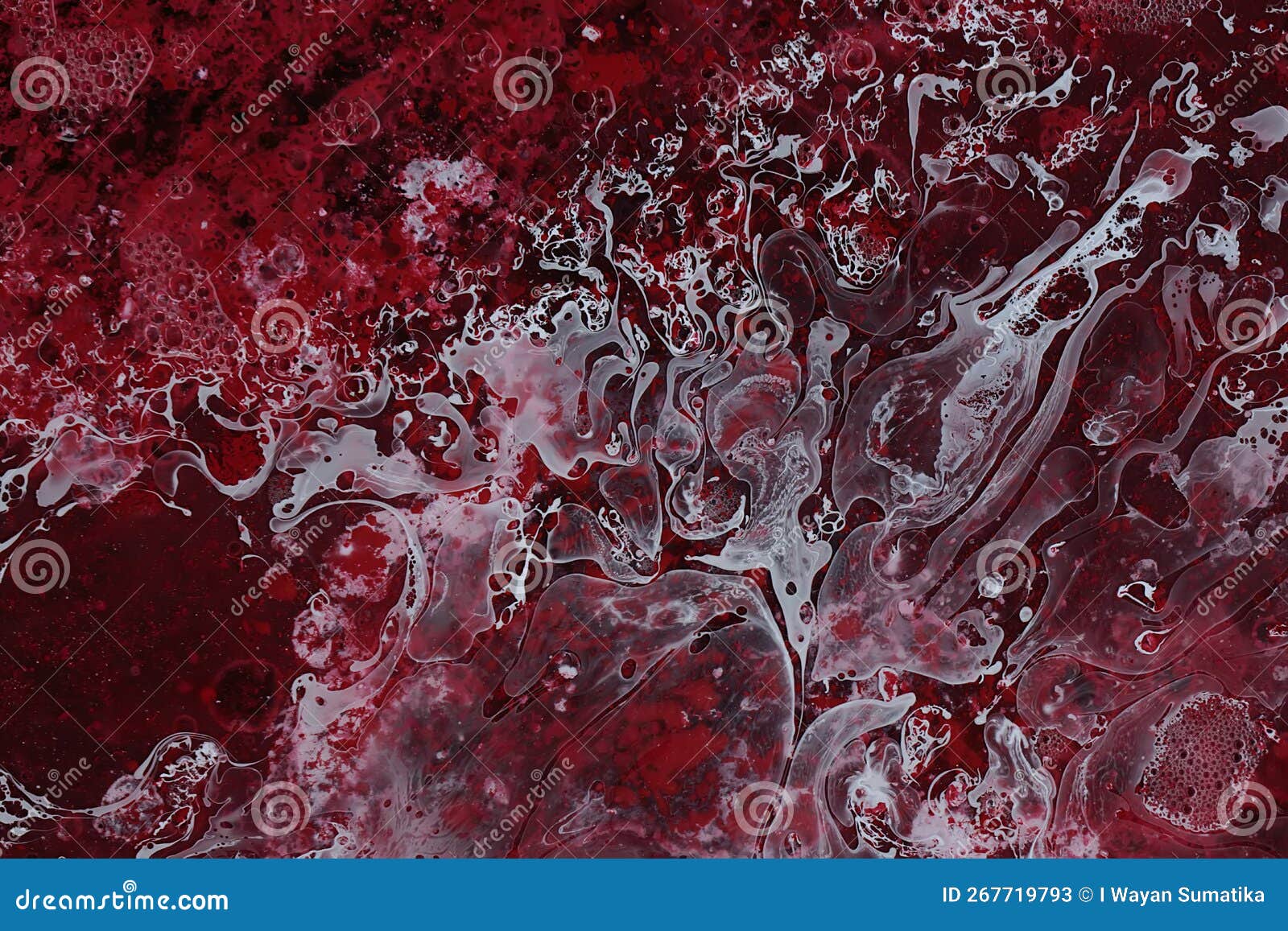 Spilled Red Paint on a Thinner Solution Forming an Abstract Pattern ...