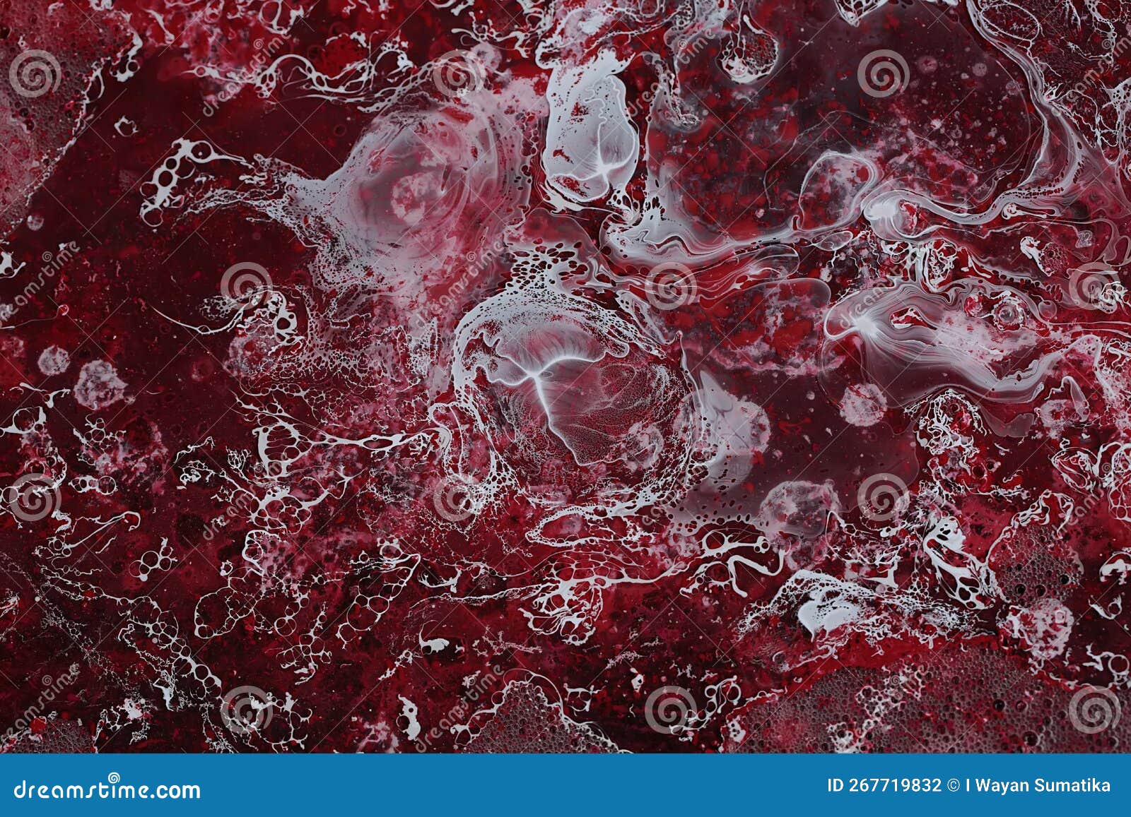 Spilled Red Paint on a Thinner Solution Forming an Abstract Pattern ...