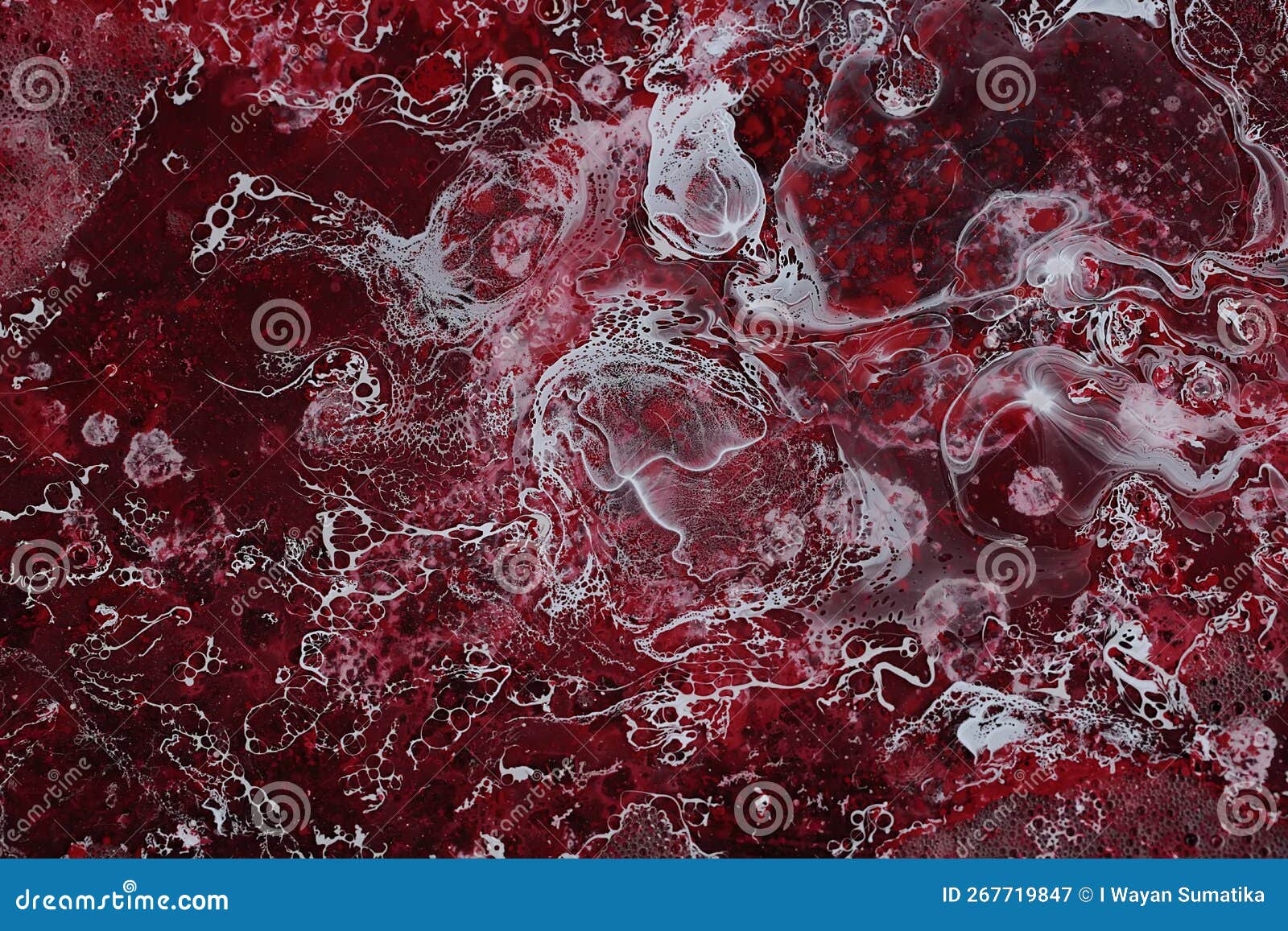 Spilled Red Paint on a Thinner Solution Forming an Abstract Pattern ...