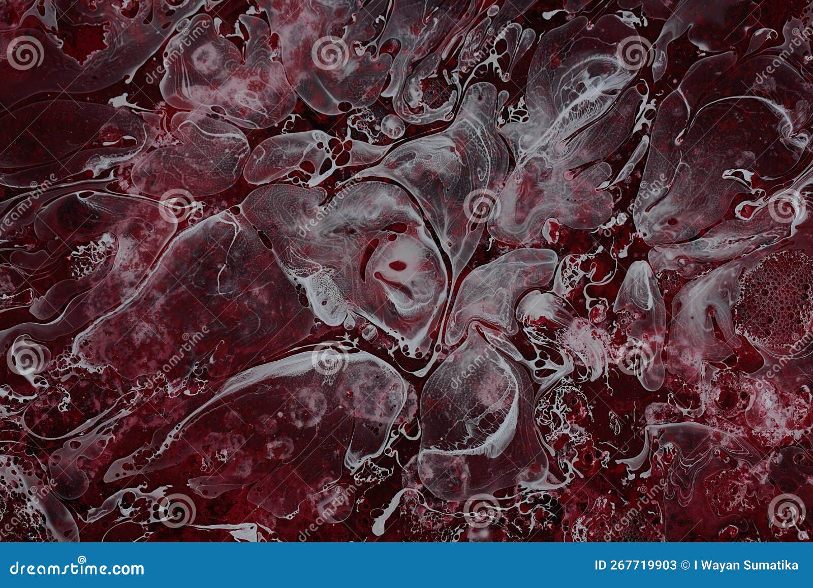 Spilled Red and White Paint on Liquid Thinner To Form an Abstract ...