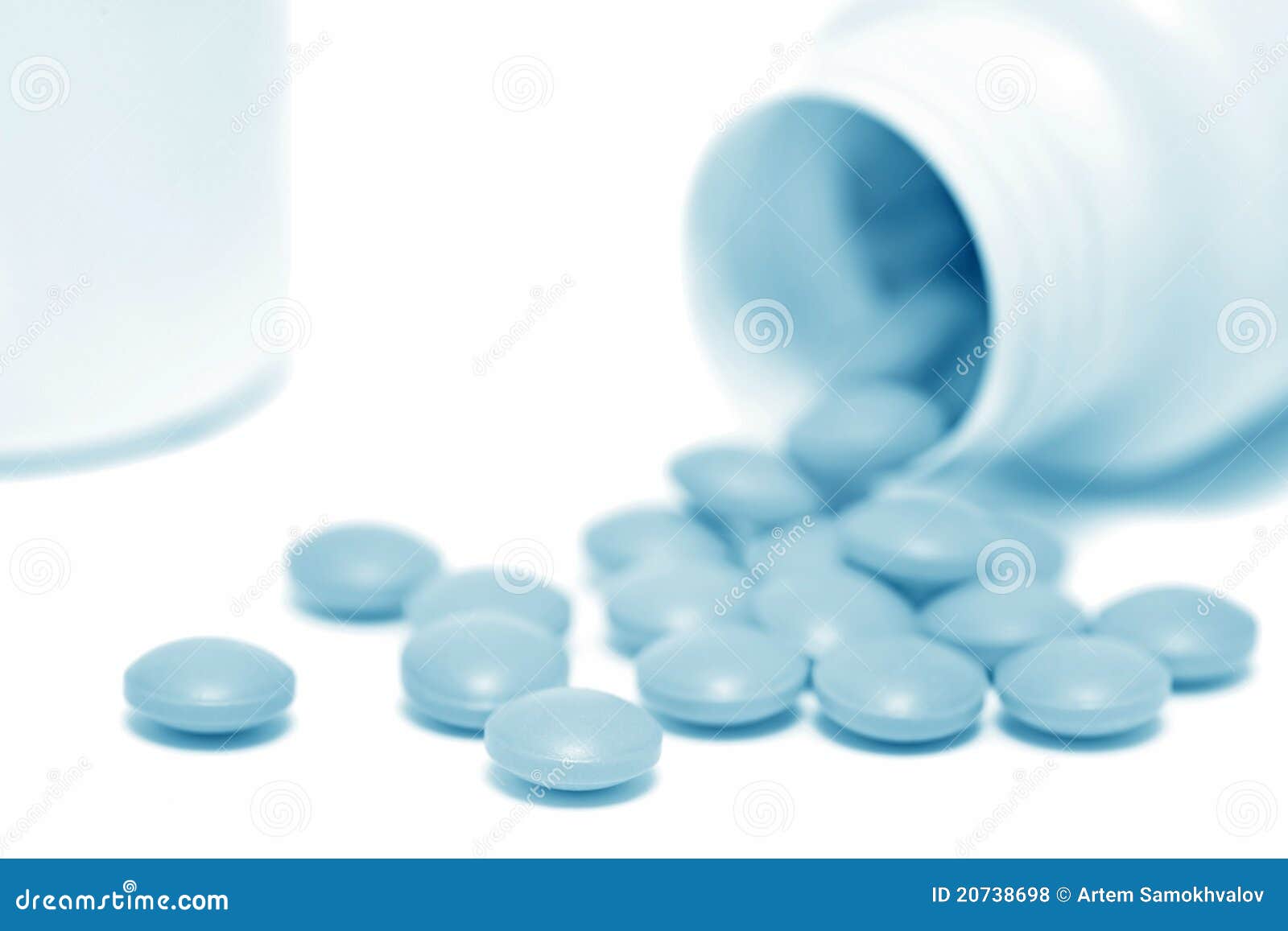 Spilled Round Tablets (blue Toned) Stock Photo - Image of life ...