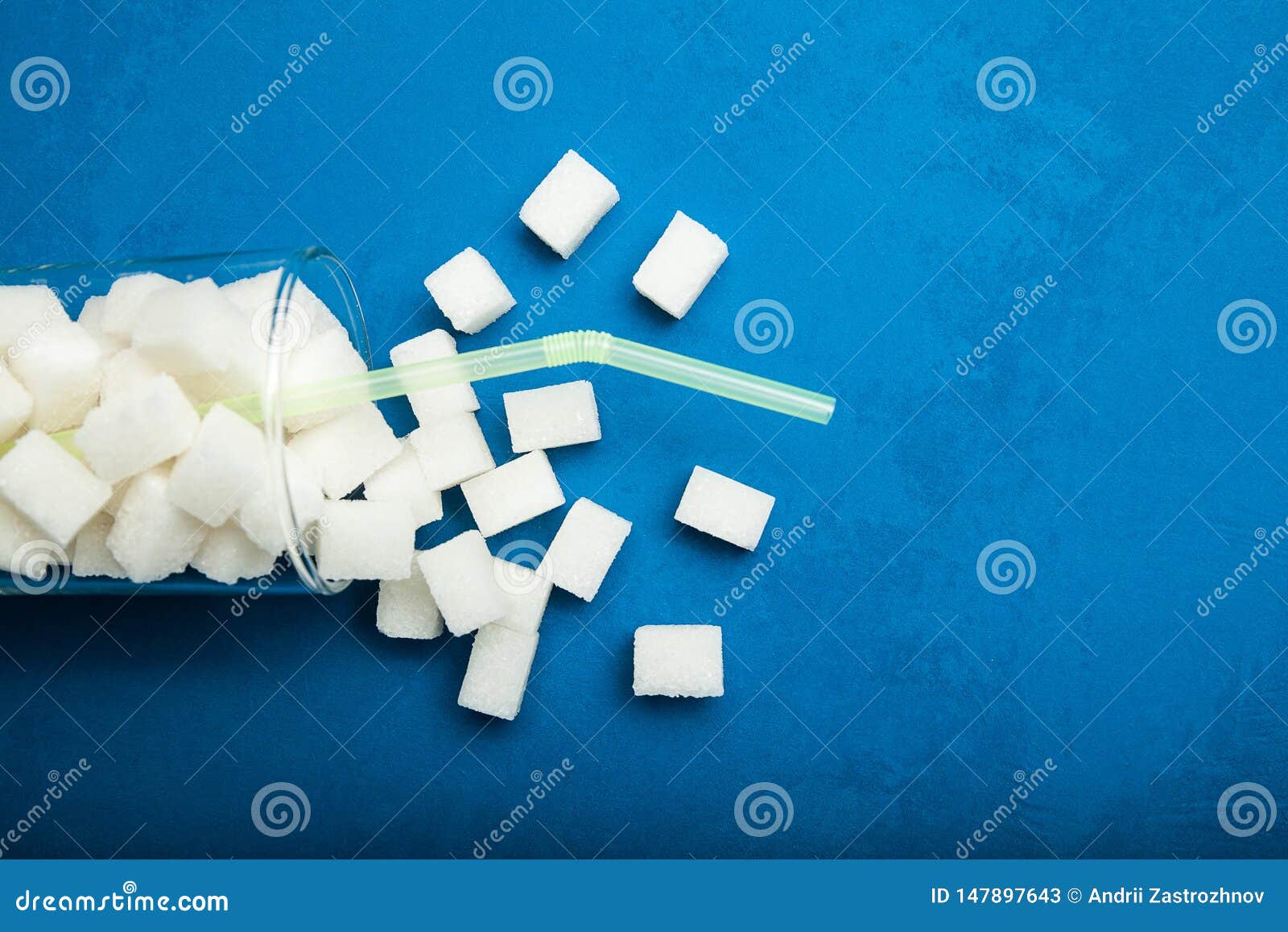 Spilled Sugar from the Glass, Empty Space for Text Stock Image - Image ...