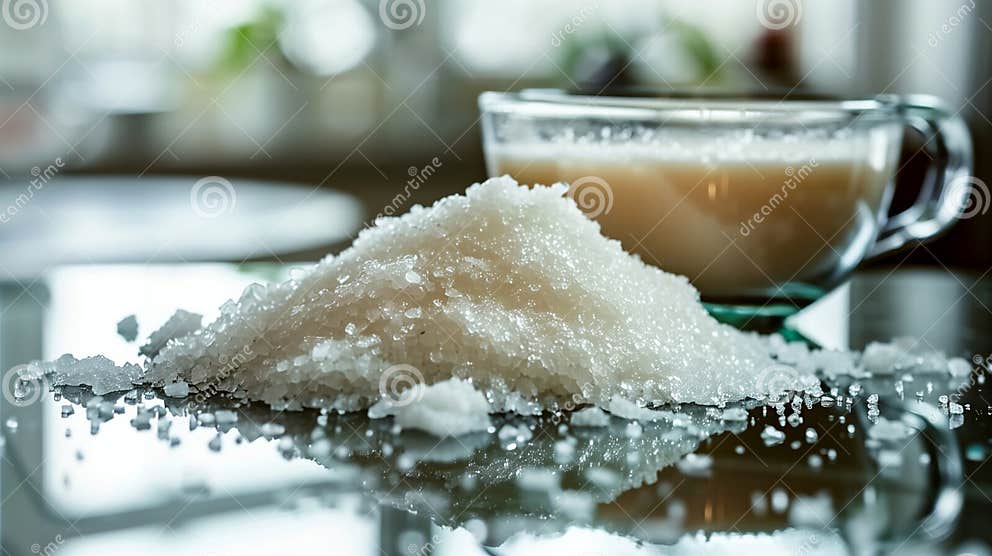 Spilled Sugar on Transparent Glass Surface Stock Illustration ...