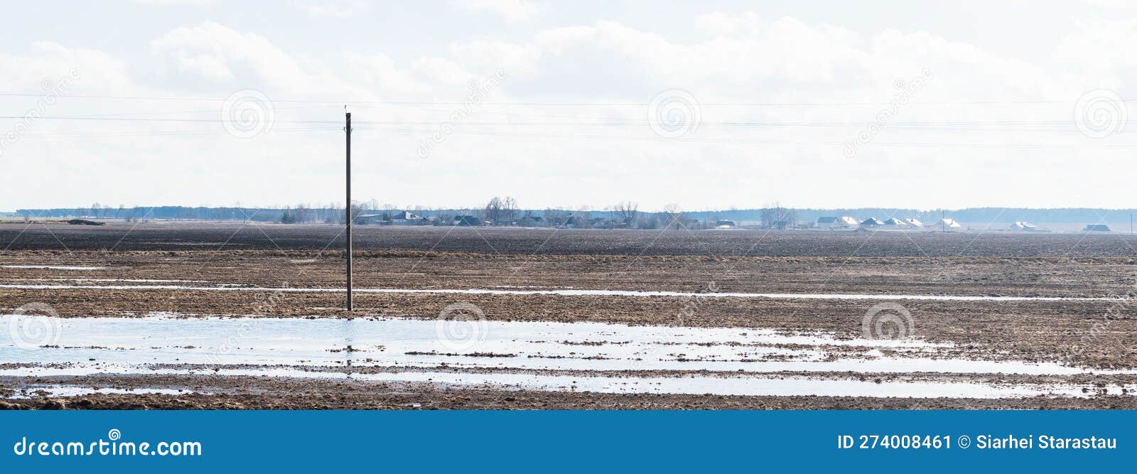 Spilled Water on the Field in Spring Stock Image - Image of dramatic ...