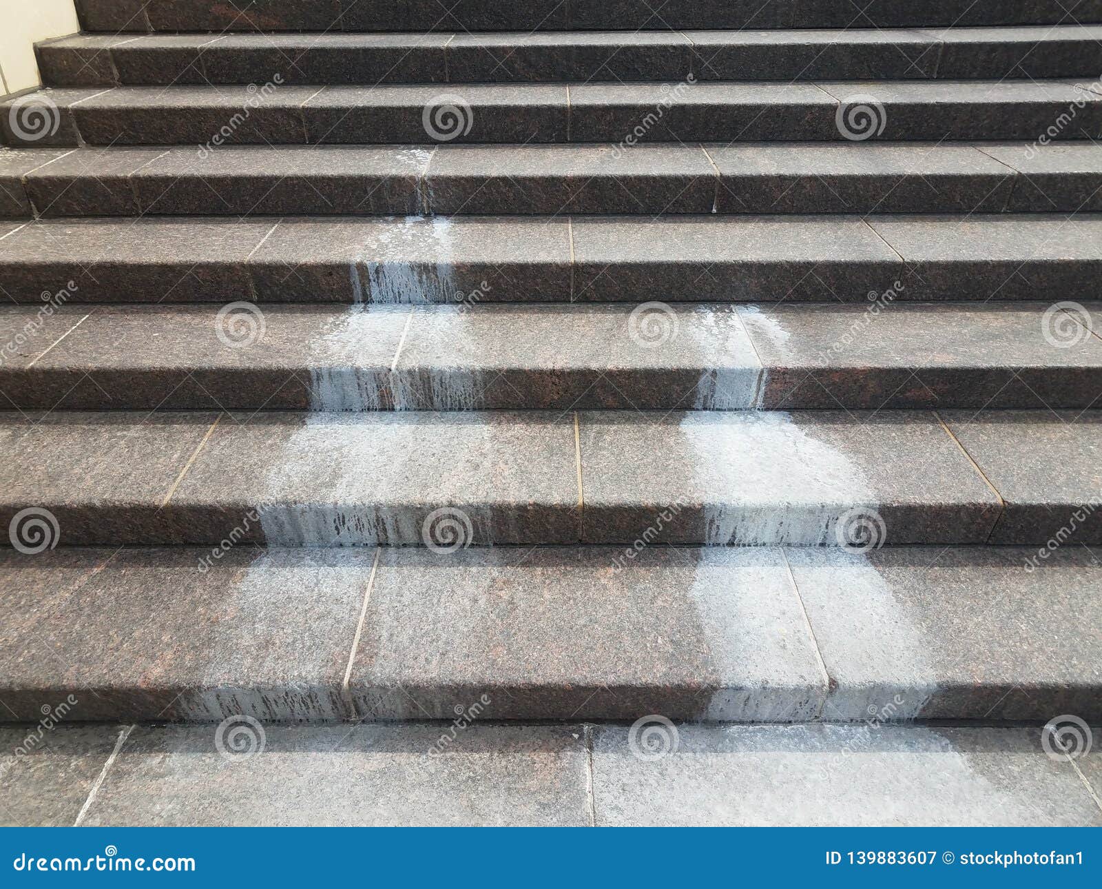 Spilled White Liquid Mess on Stairs or Steps Stock Image - Image of ...