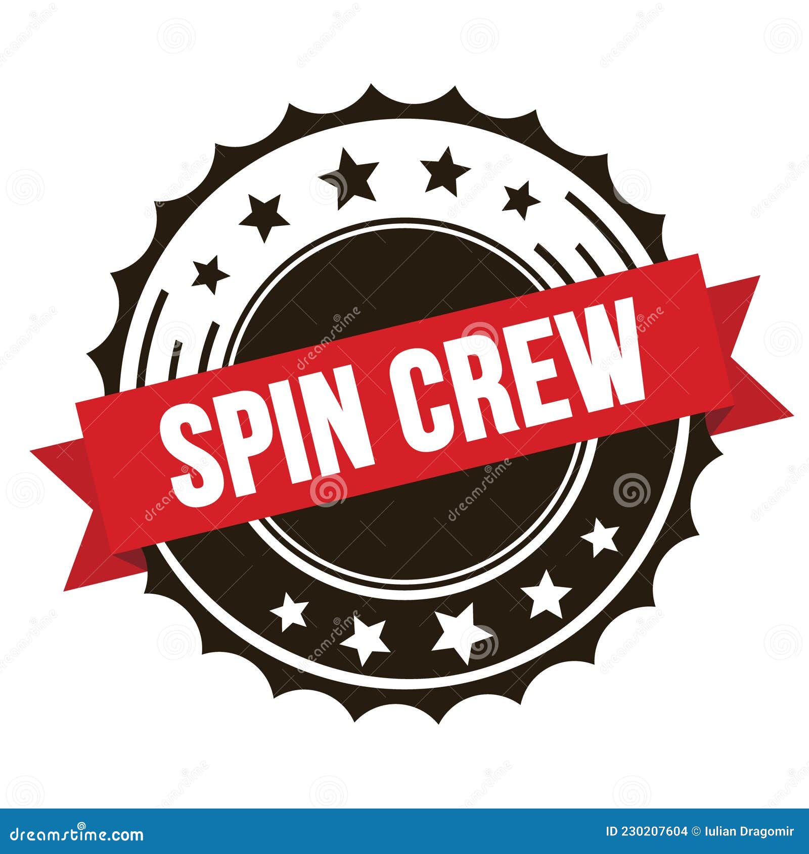SPIN CREW Text on Red Brown Ribbon Stamp Stock Illustration ...