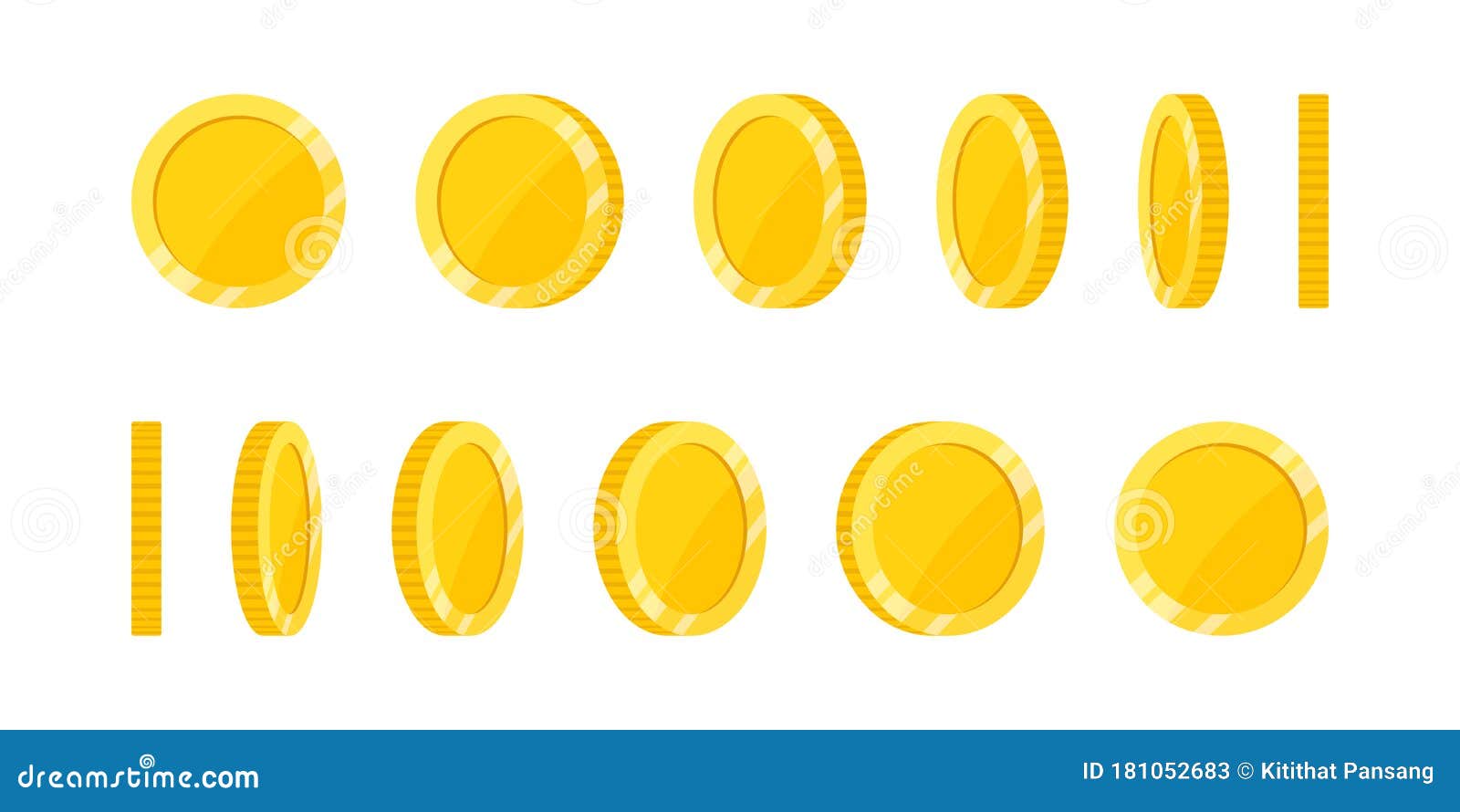 Spin gold coin. stock vector. Illustration of business - 181052683