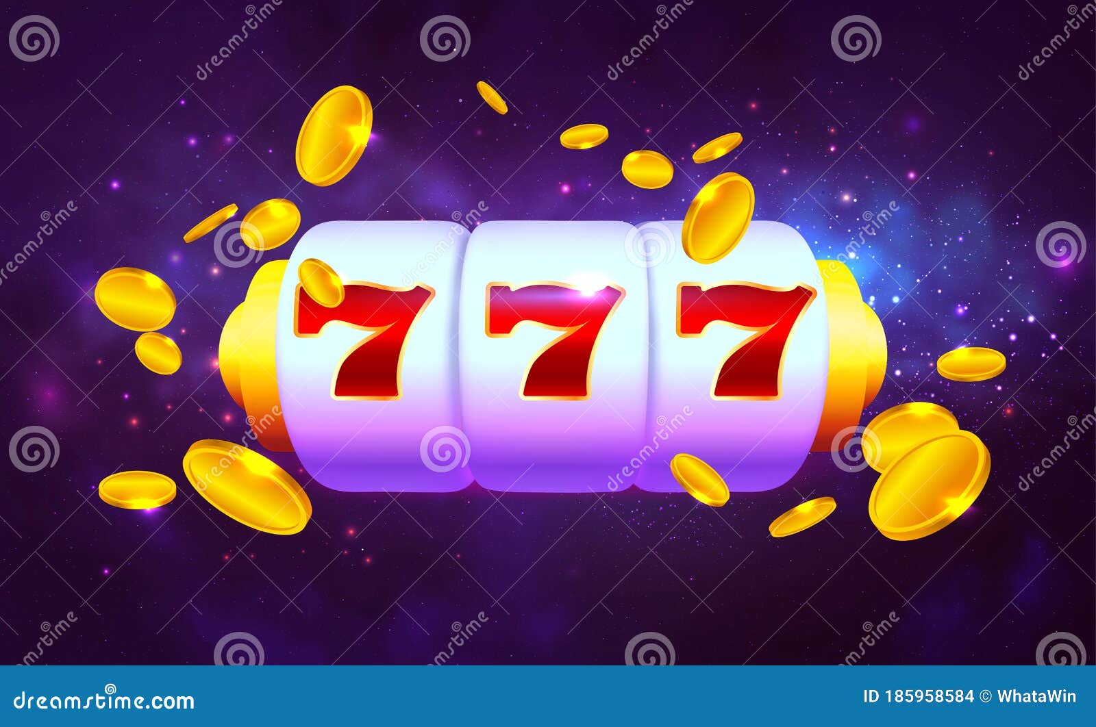 Spin and Win Slot Machine. Trendy Casino Design with Space Background ...