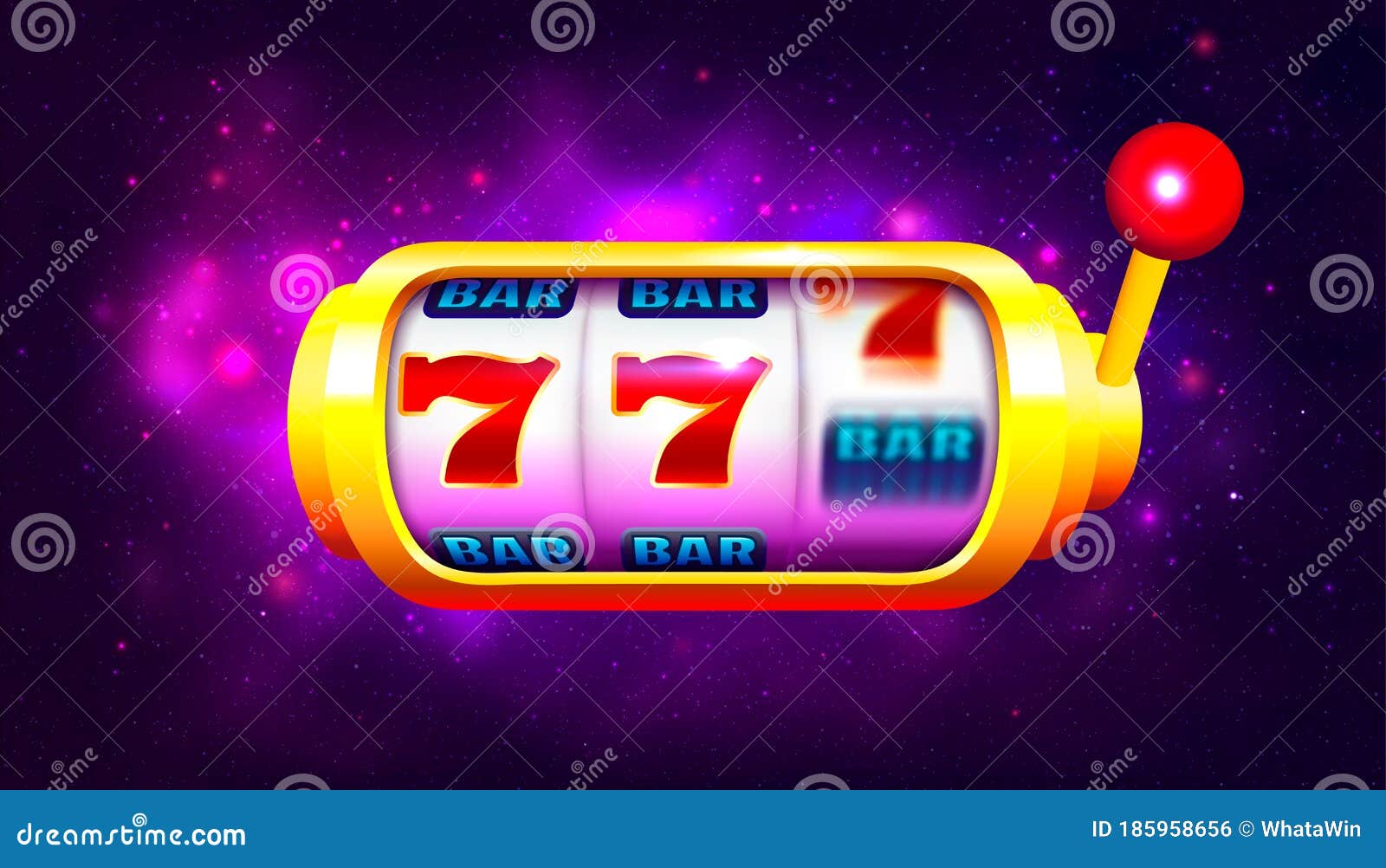 Spin and Win Slot Machine. Trendy Casino Design with Space Background ...