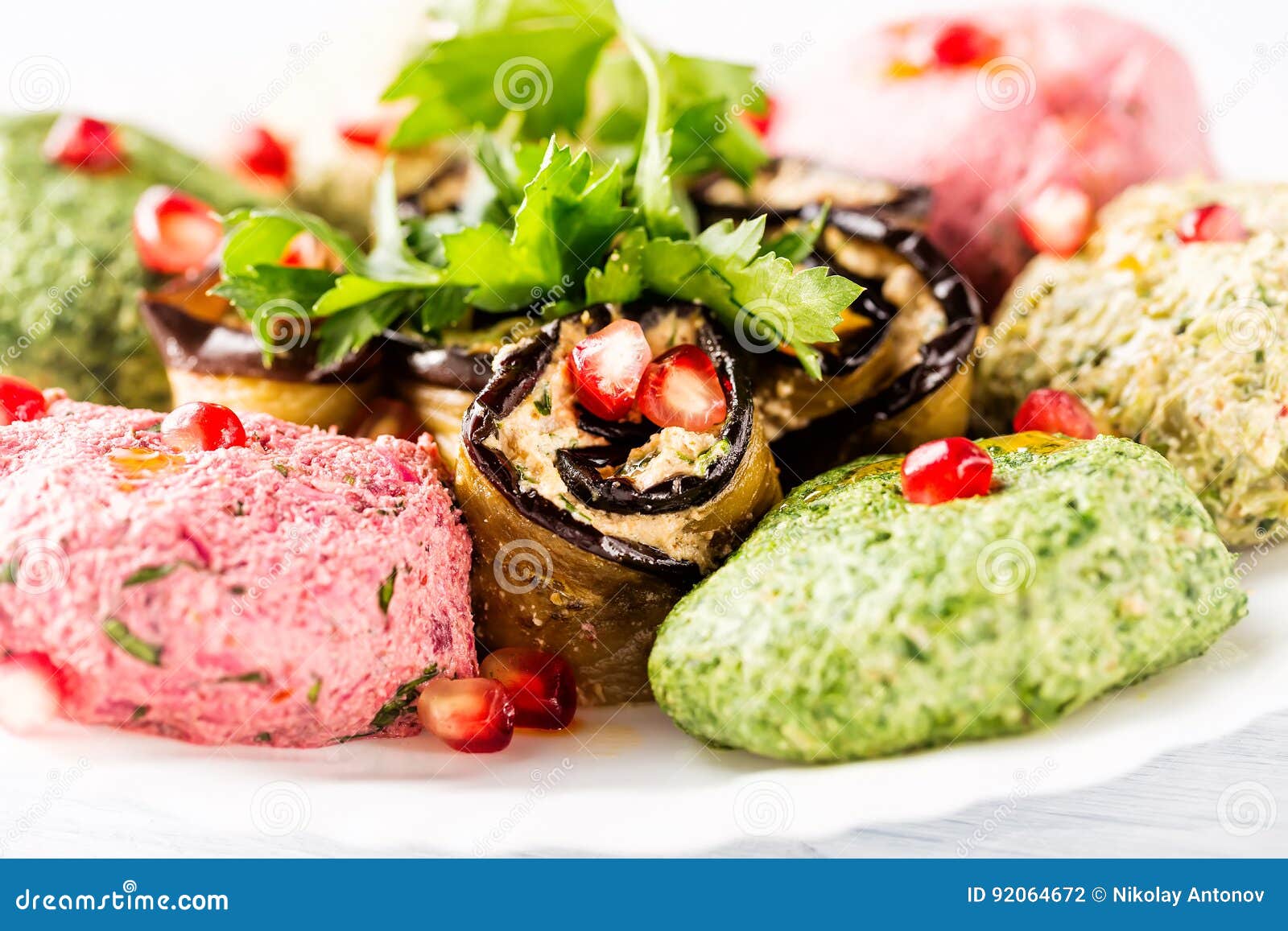 Spinach Appetizer Phali with Pomegranate Seeds Close Up. Georgian ...