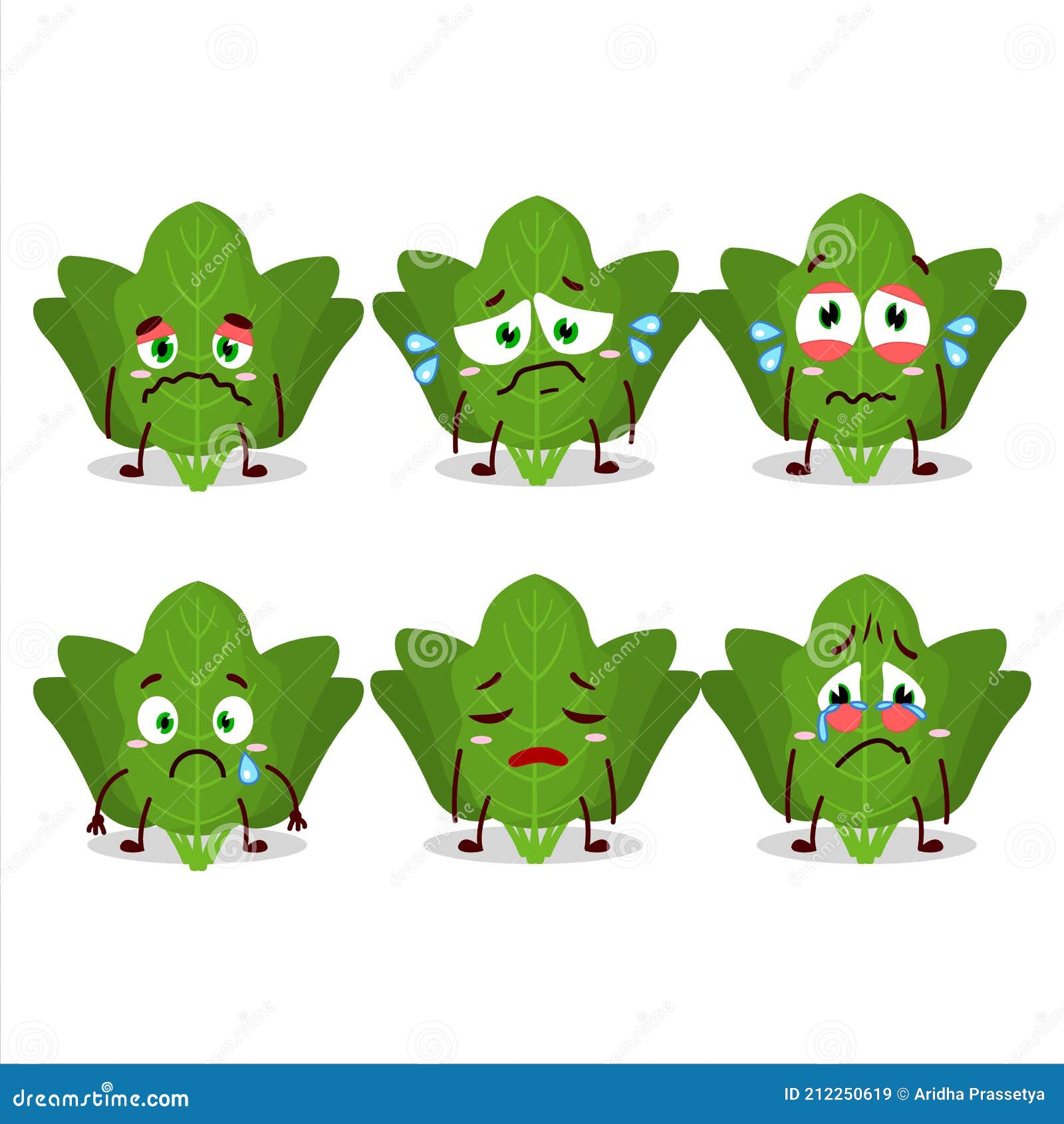 Spinach Cartoon in Character with Sad Expression Stock Vector ...