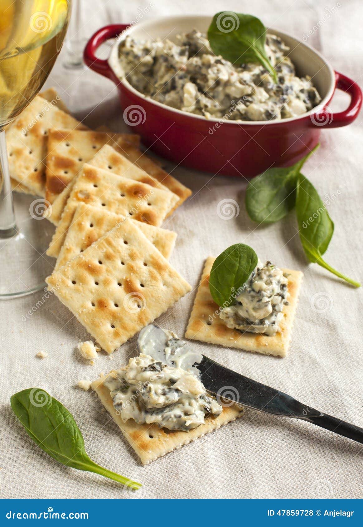 Spinach dip and crackers stock photo. Image of food, crackers - 47859728