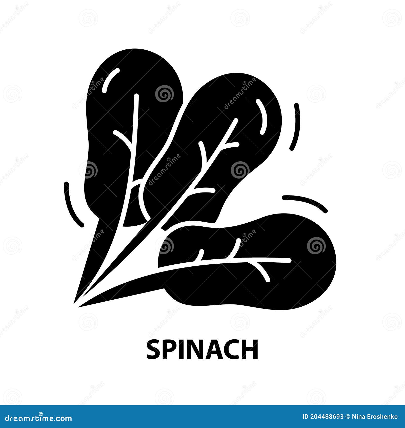 Spinach Icon, Black Vector Sign with Editable Strokes, Concept ...