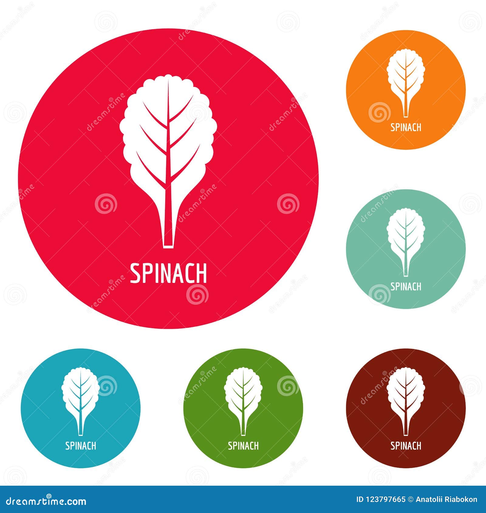 Spinach icons circle set stock illustration. Illustration of botany ...