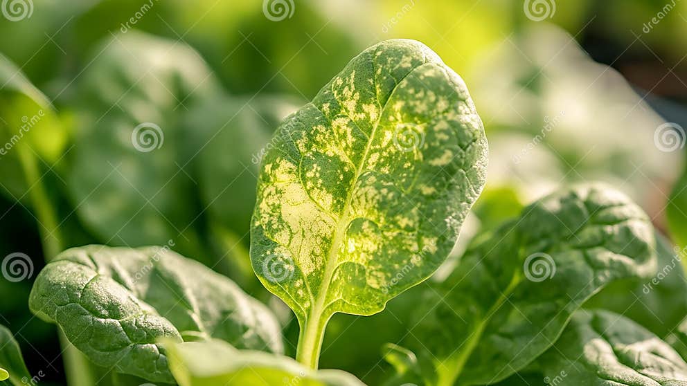 A Spinach Leaf with Yellowing Edges from Potassium Deficiency Stock ...