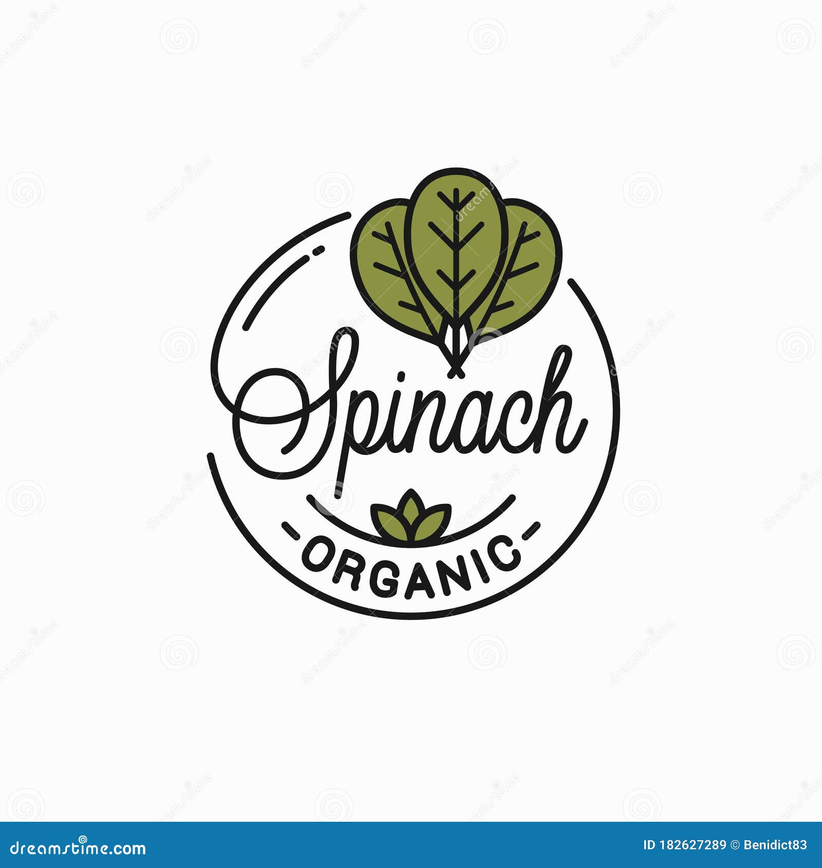 Spinach Leaves Logo. Round Linear of Spinach Stock Vector ...