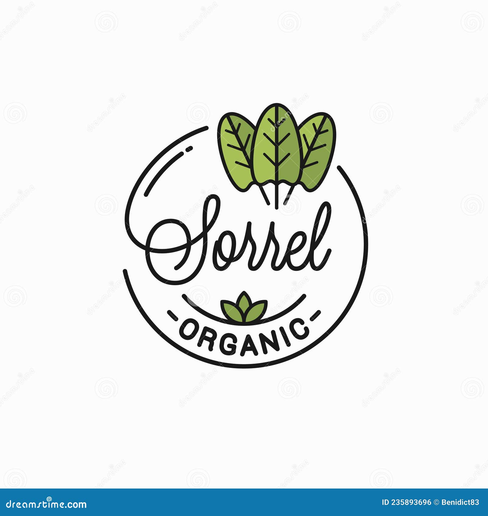 Spinach Leaves Logo. Round Linear Logo of Spinach Stock Vector ...