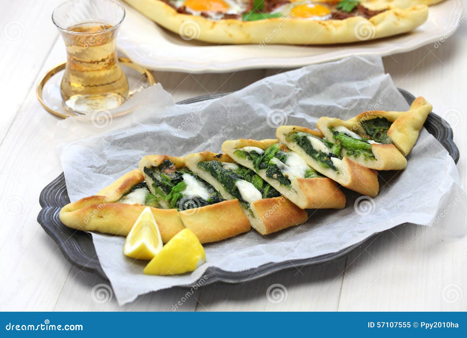Spinach Pide, Turkish Pizza Stock Image - Image of meat, meal: 57107555