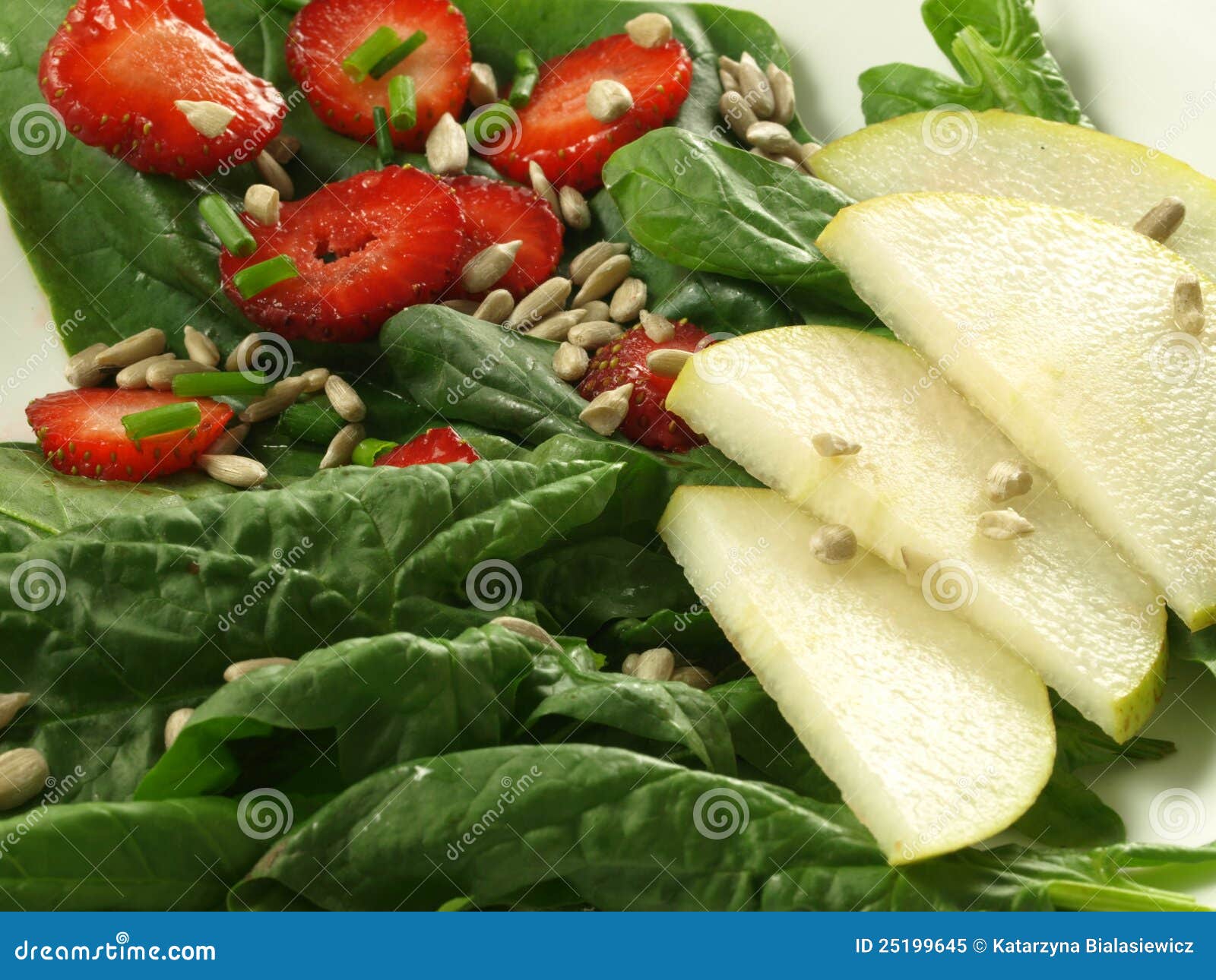 Spinach, strawberry, pear stock image. Image of fruits - 25199645