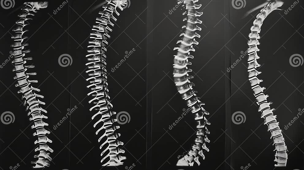 Spinal Bone Structures in Monochrome Stock Illustration - Illustration ...