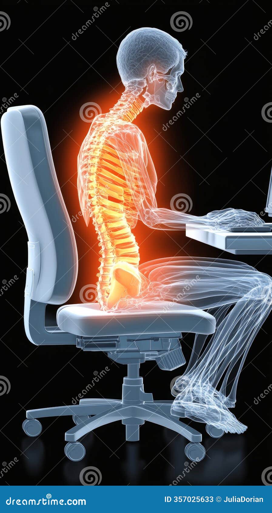 Lumbar Compression From Poor Posture. Intervertebral Disc Stress While ...
