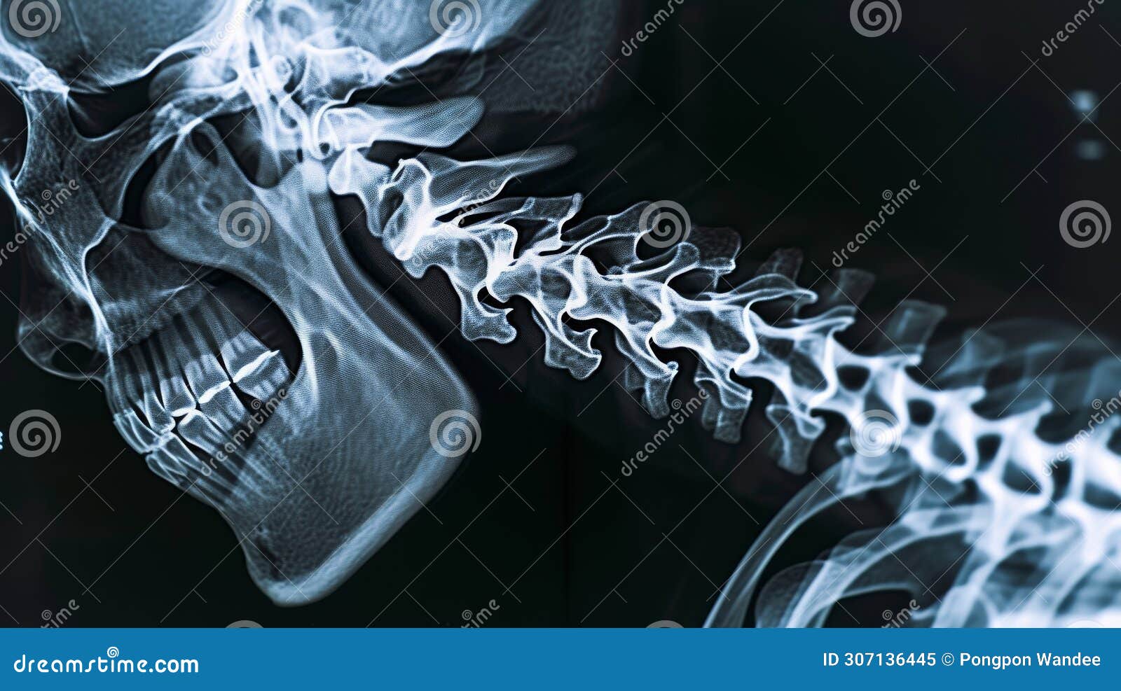 Spinal Fracture and Cord Injury in X-ray Image Stock Illustration ...