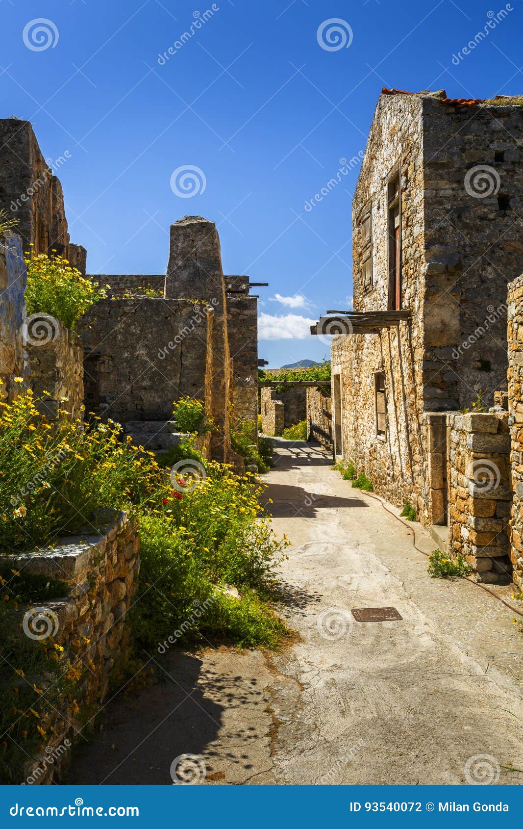 Spinalonga, Crete. stock photo. Image of sunny, street - 93540072