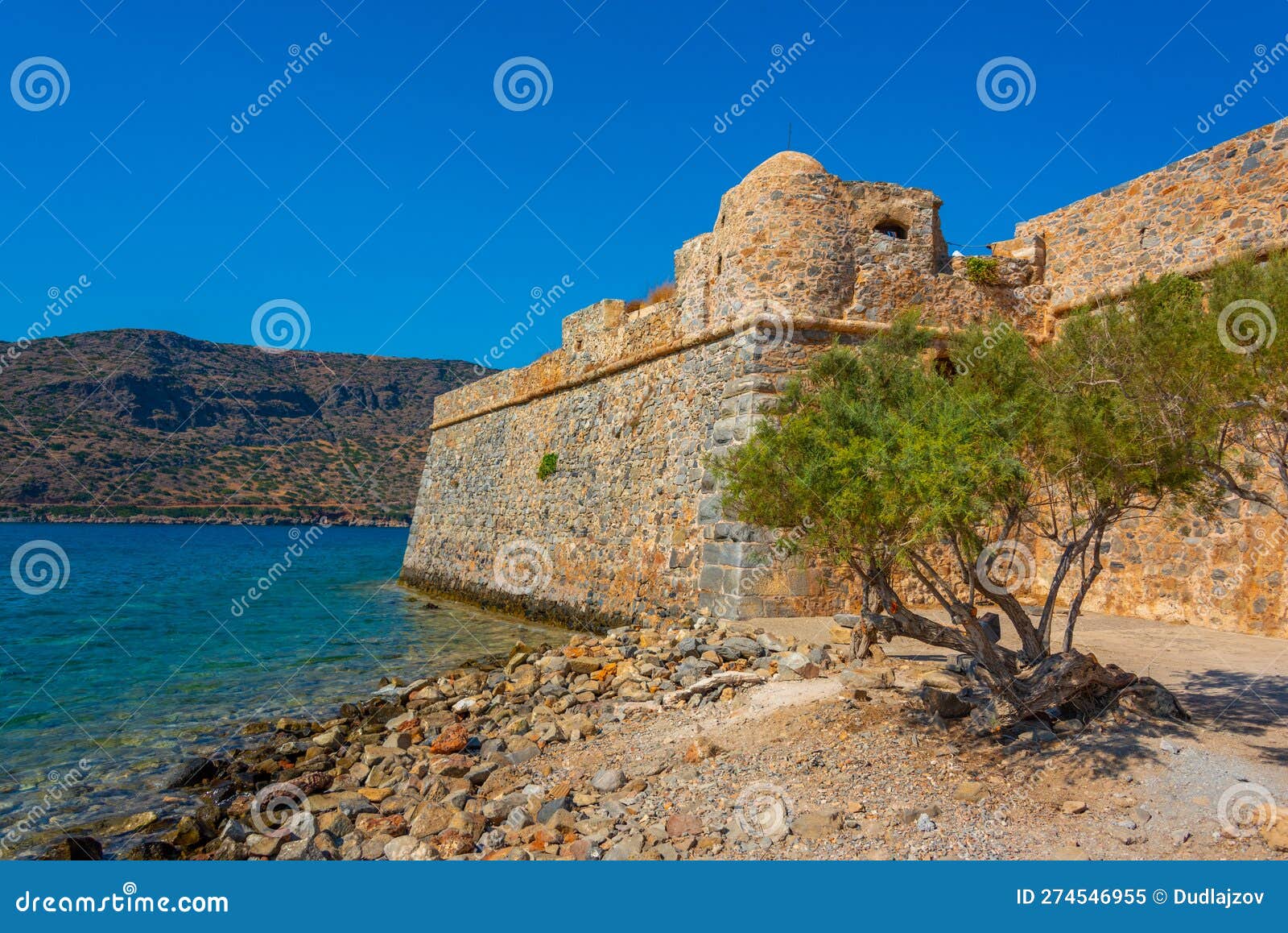 Spinalonga Fortress at Greek Island Crete Stock Image - Image of ...