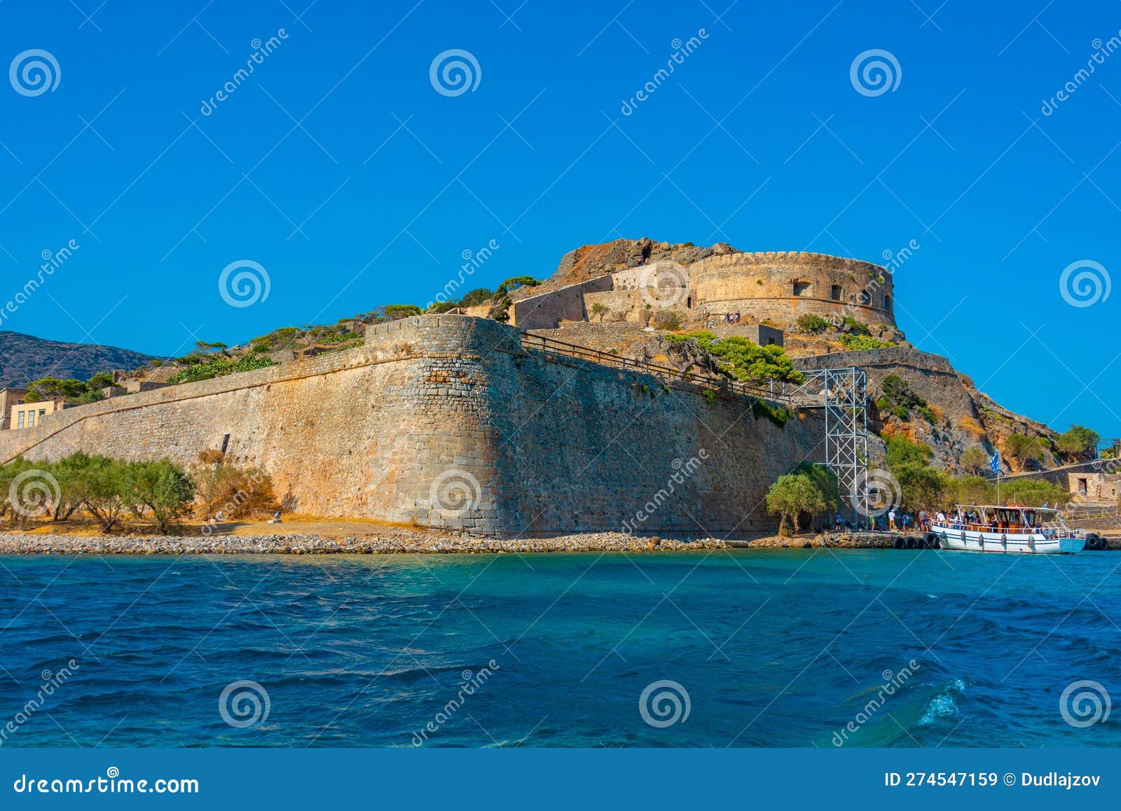 Spinalonga Fortress at Greek Island Crete Stock Image - Image of coast ...