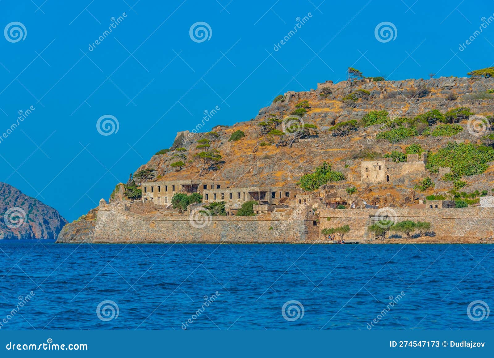Spinalonga Fortress at Greek Island Crete Stock Image - Image of ...