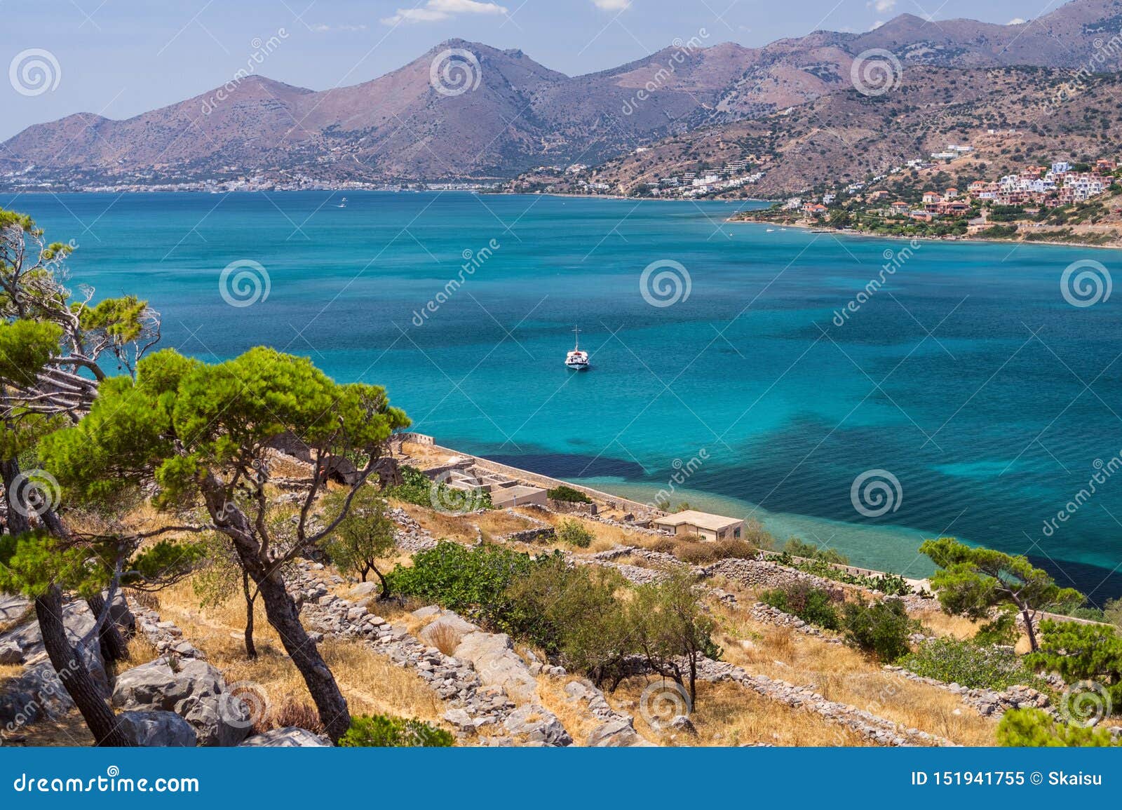 Spinalonga Island in Elounda Bay of Crete Island in Greece Stock Image ...