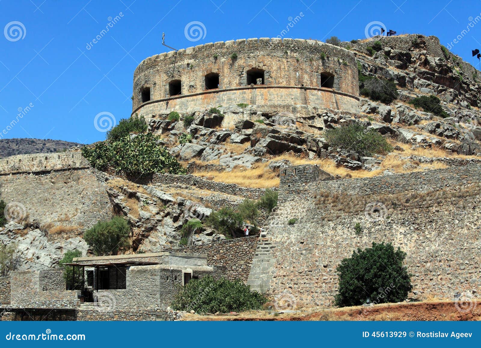 Spinalonga Island with Medieval Fortress, Crete Stock Image - Image of ...