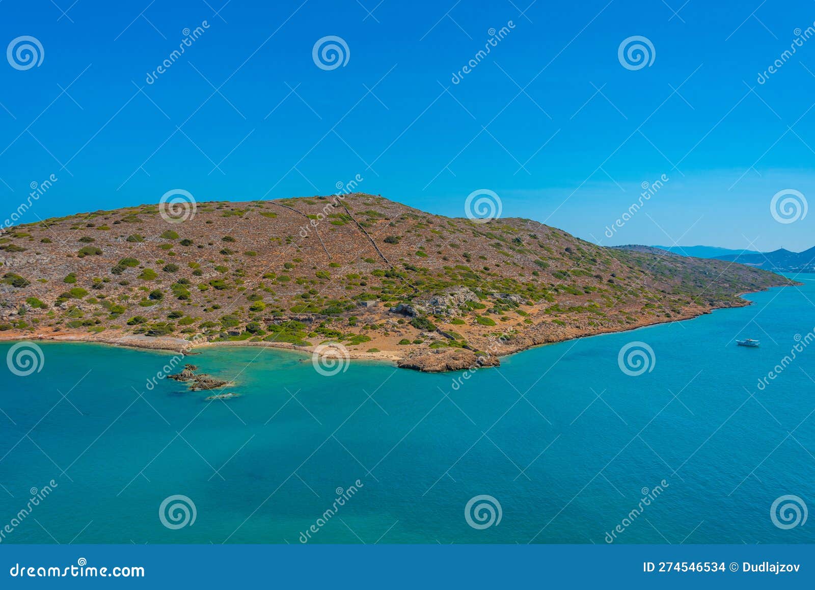 Spinalonga Peninsula at Greek Island Crete Stock Photo - Image of ruins ...